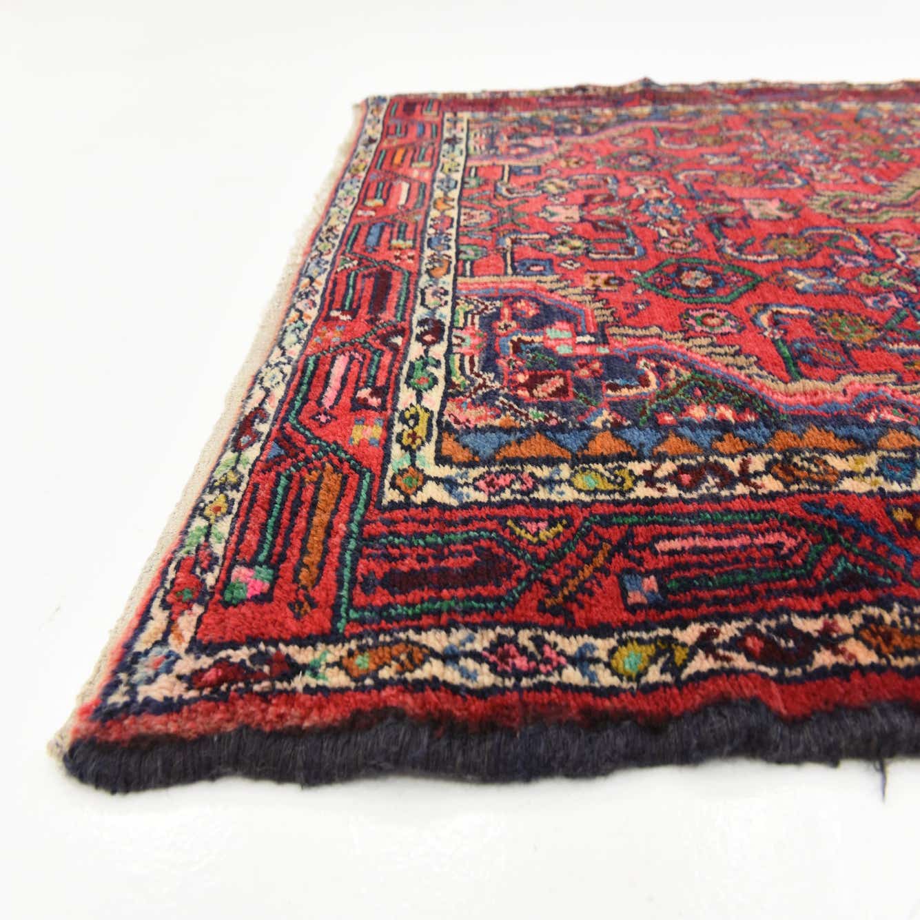 Red 3' 7 x 10' 5 Hand Knotted Hamedan Persian Wool Runner Rug | eSaleRugs