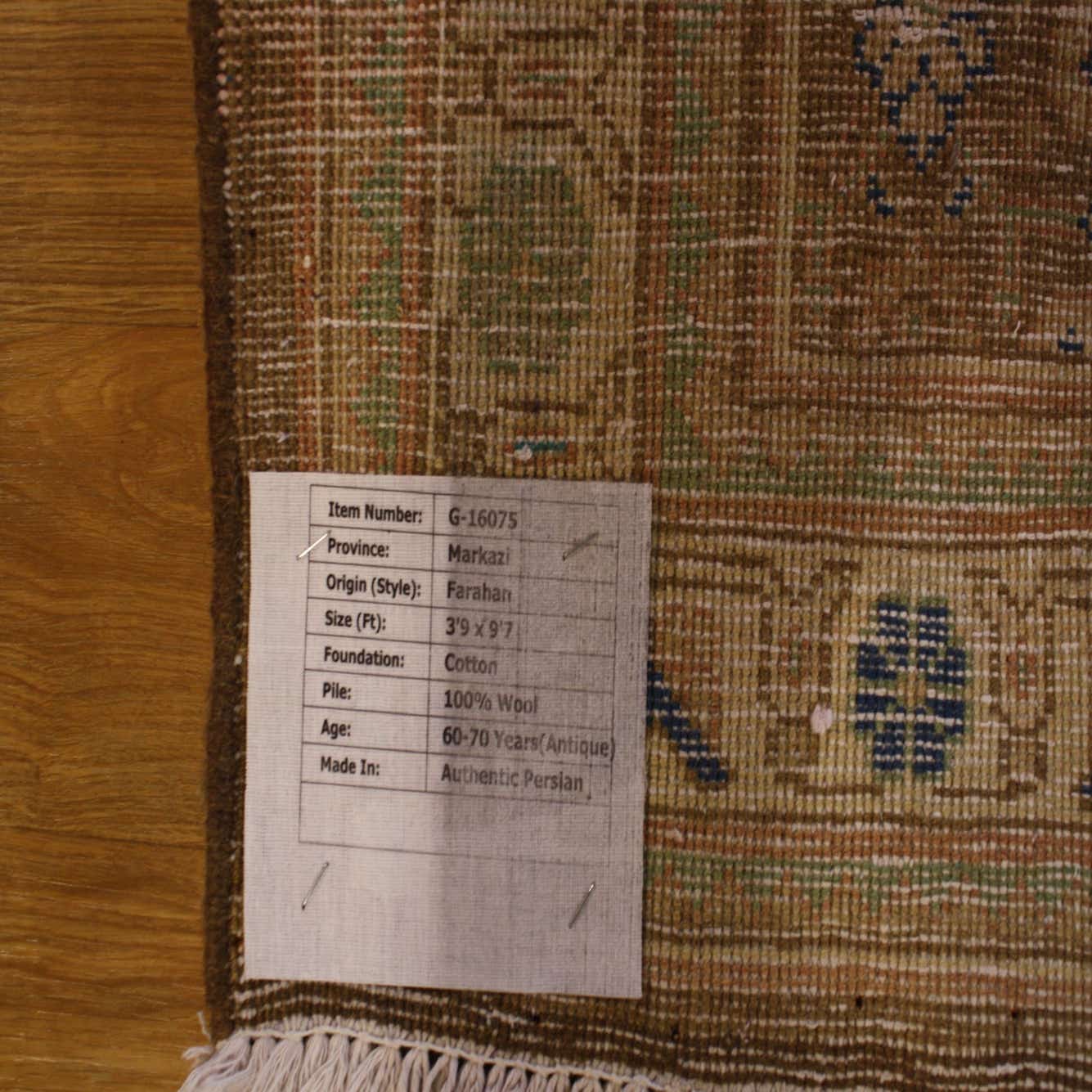 Olive 3' 9 x 9' 7 Hand Knotted Farahan Persian Wool Runner Rug | eSaleRugs
