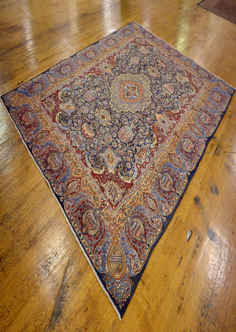 Navy Blue 9' 5 x 12' 4 Hand Knotted Kashmar Persian Wool Rug | eSaleRugs