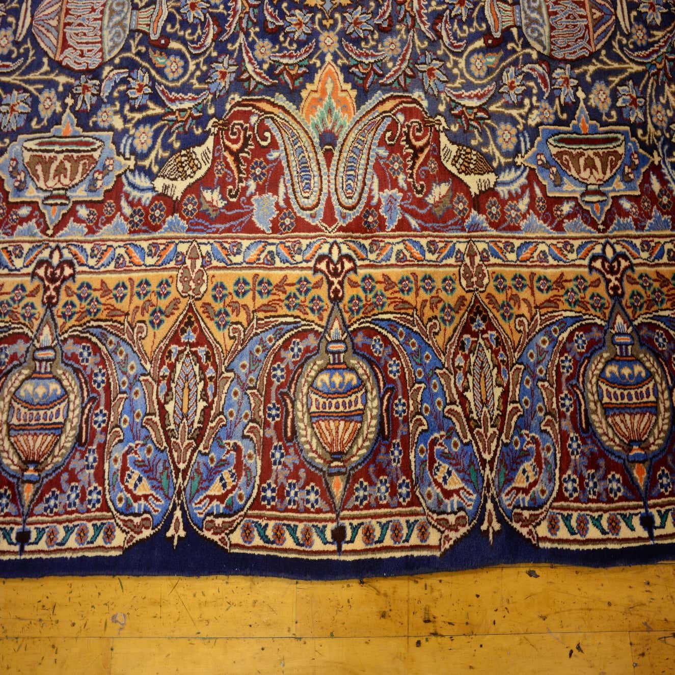 Navy Blue 9' 5 x 12' 4 Hand Knotted Kashmar Persian Wool Rug | eSaleRugs