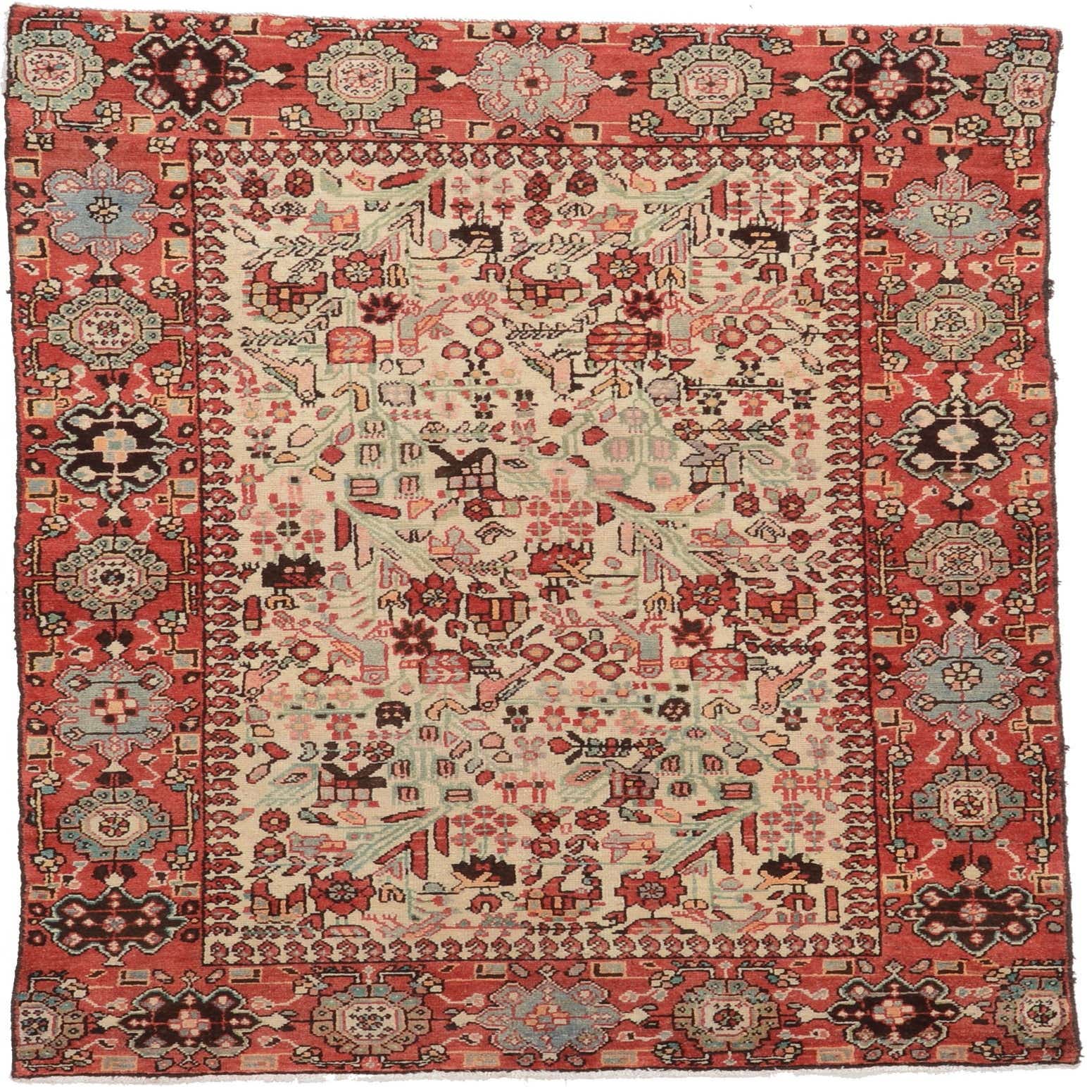 Ivory 4' 6 x 6' 8 Hand Knotted Roodbar Persian Rug | eSaleRugs