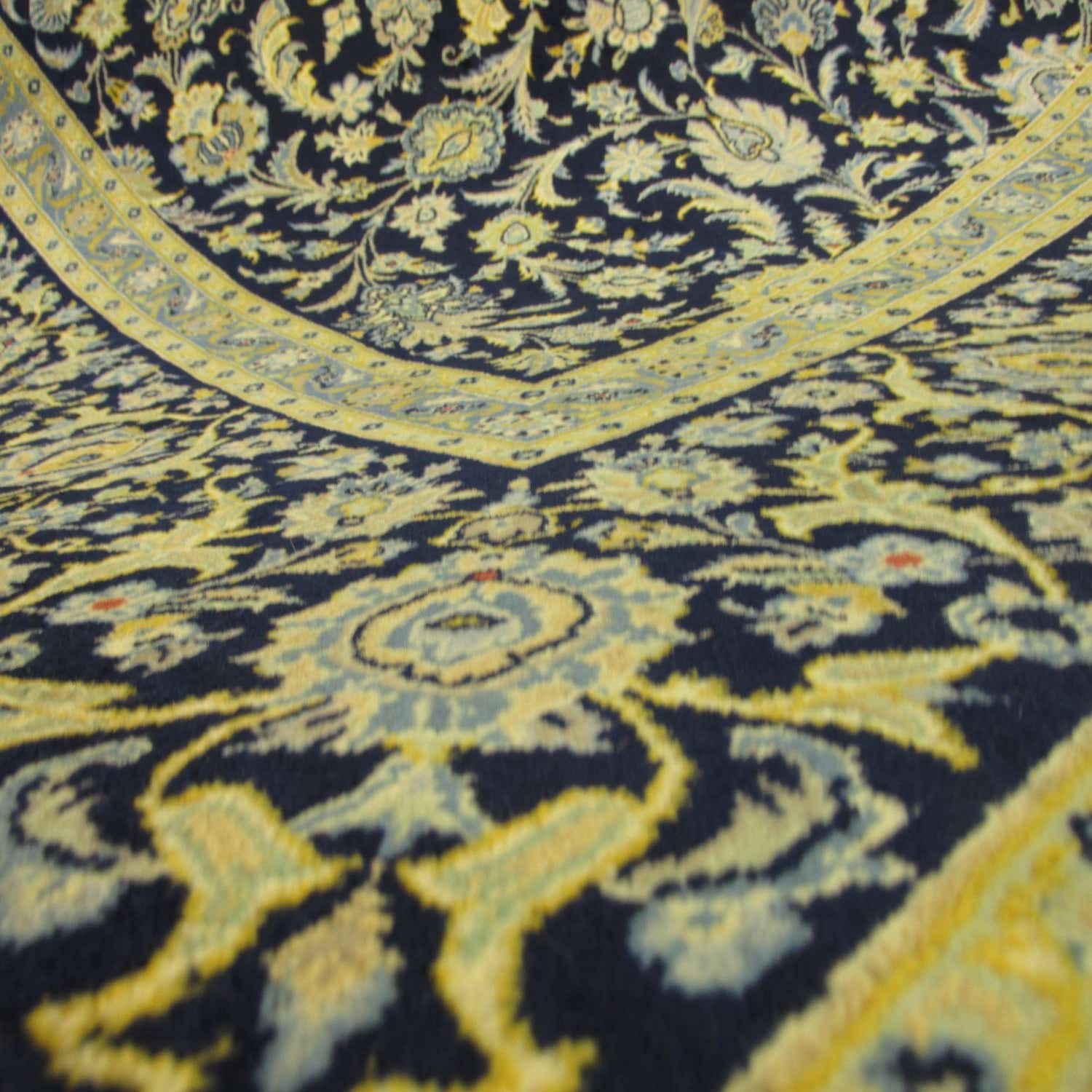 Navy Blue 10' x 13' Hand Knotted Kashan Persian Wool Rug | eSaleRugs