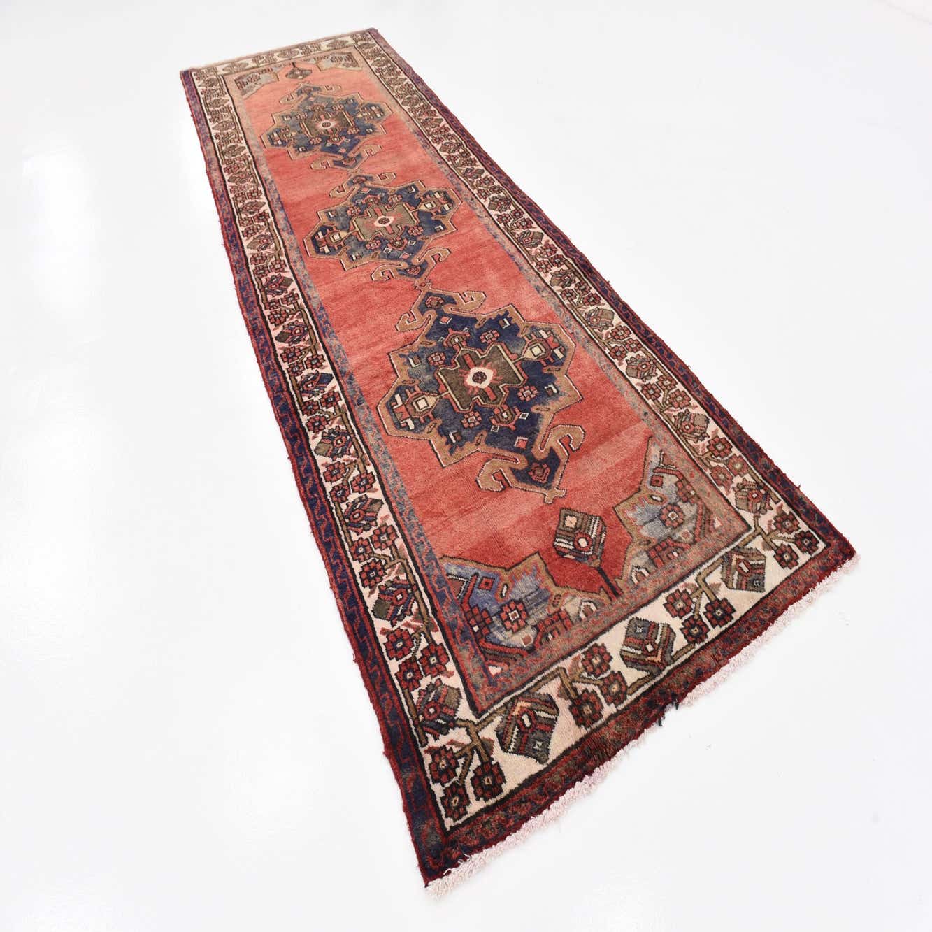 Peach 3' 6 x 10' 2 Hand Knotted Khamseh Persian Wool Runner Rug | eSaleRugs