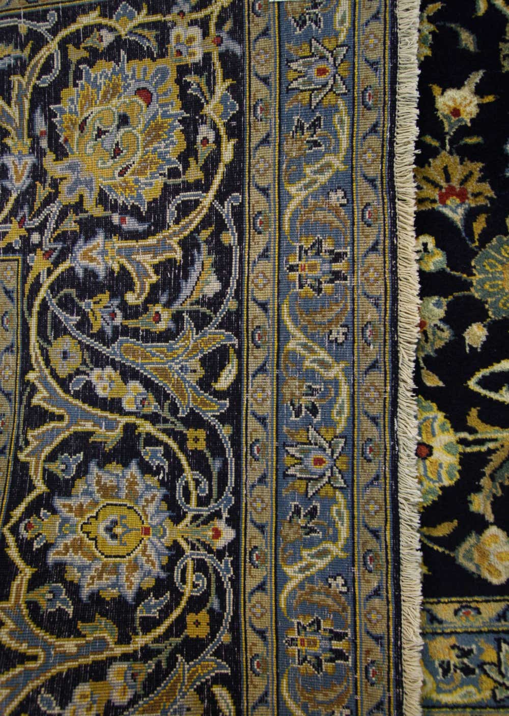 Navy Blue 9' 6 x 13' 2 Hand Knotted Kashan Persian Wool Rug | eSaleRugs