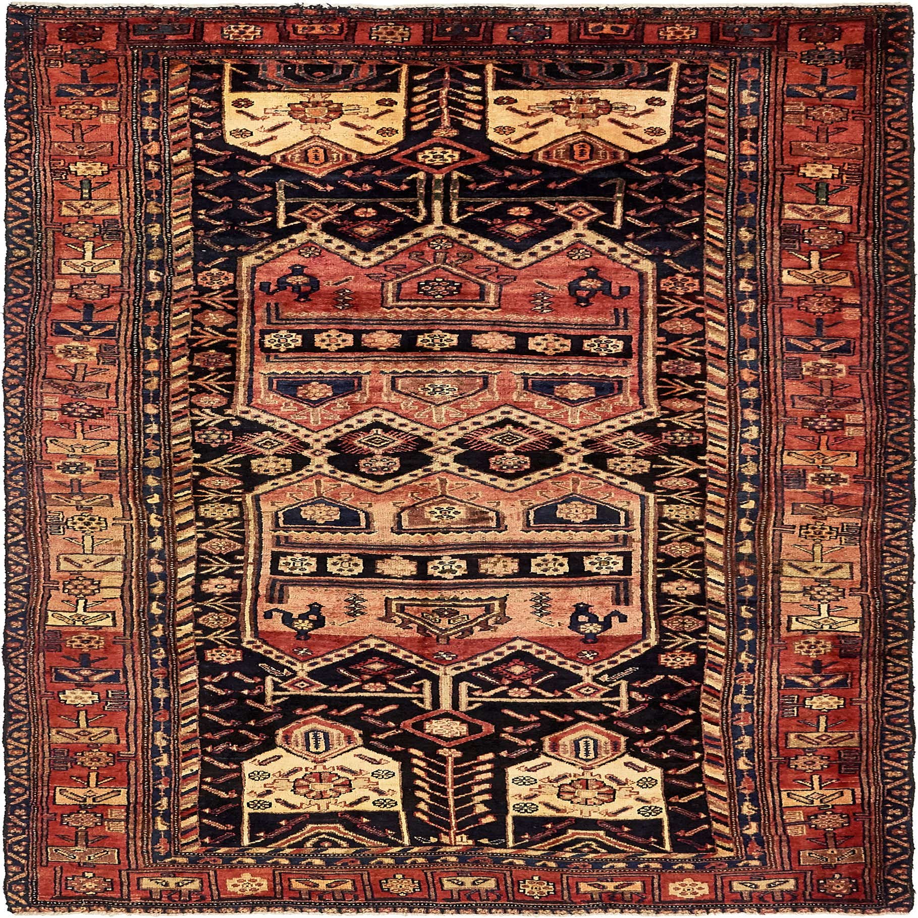 Navy Blue 5' x 9' 3 Hand Knotted Sirjan Persian Wool Rug | eSaleRugs