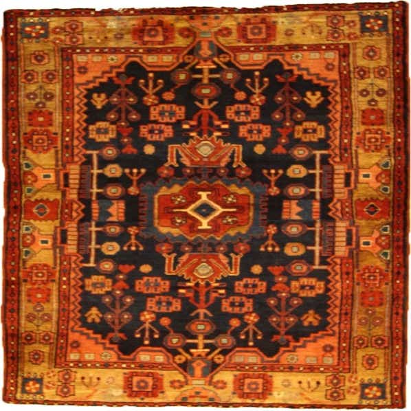 Navy Blue 3' 8 x 6' Hand Knotted Hamedan Persian Wool Rug | eSaleRugs