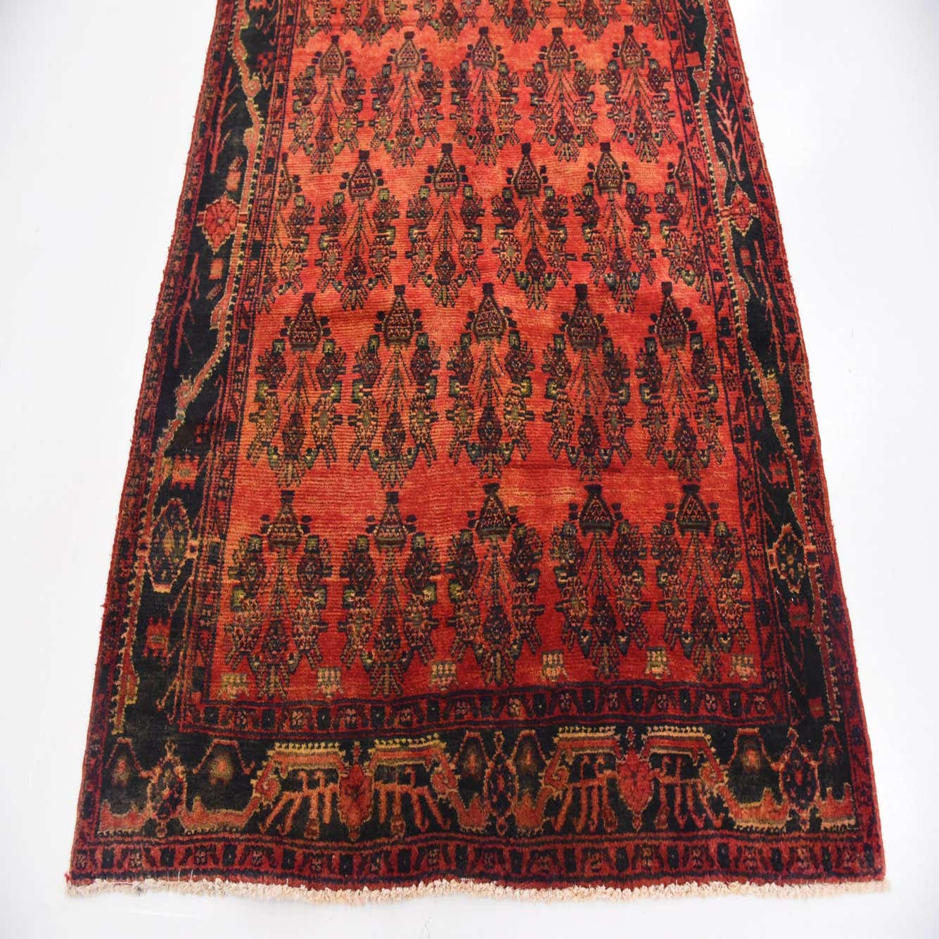 Red 4' 1 x 9' 5 Hand Knotted Sirjan Persian Wool Runner Rug | eSaleRugs