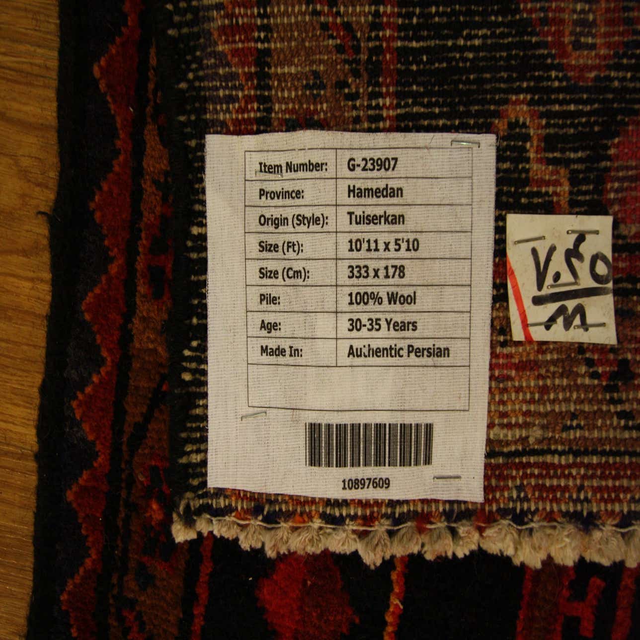 Navy Blue 5' 10 x 10' 11 Hand Knotted Tuiserkan Persian Wool Rug ...