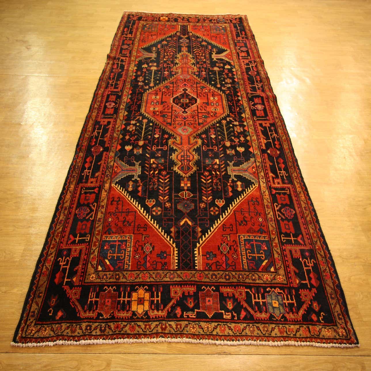 Navy Blue 5' 10 x 10' 11 Hand Knotted Tuiserkan Persian Wool Rug ...