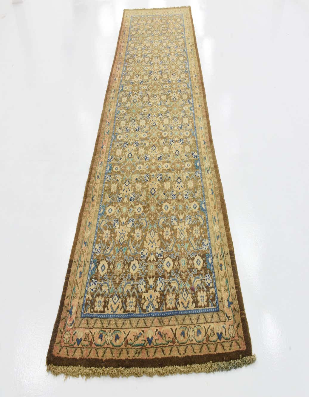 Brown 3' 7 x 10' 2 Hand Knotted Farahan Persian Wool Runner Rug | eSaleRugs