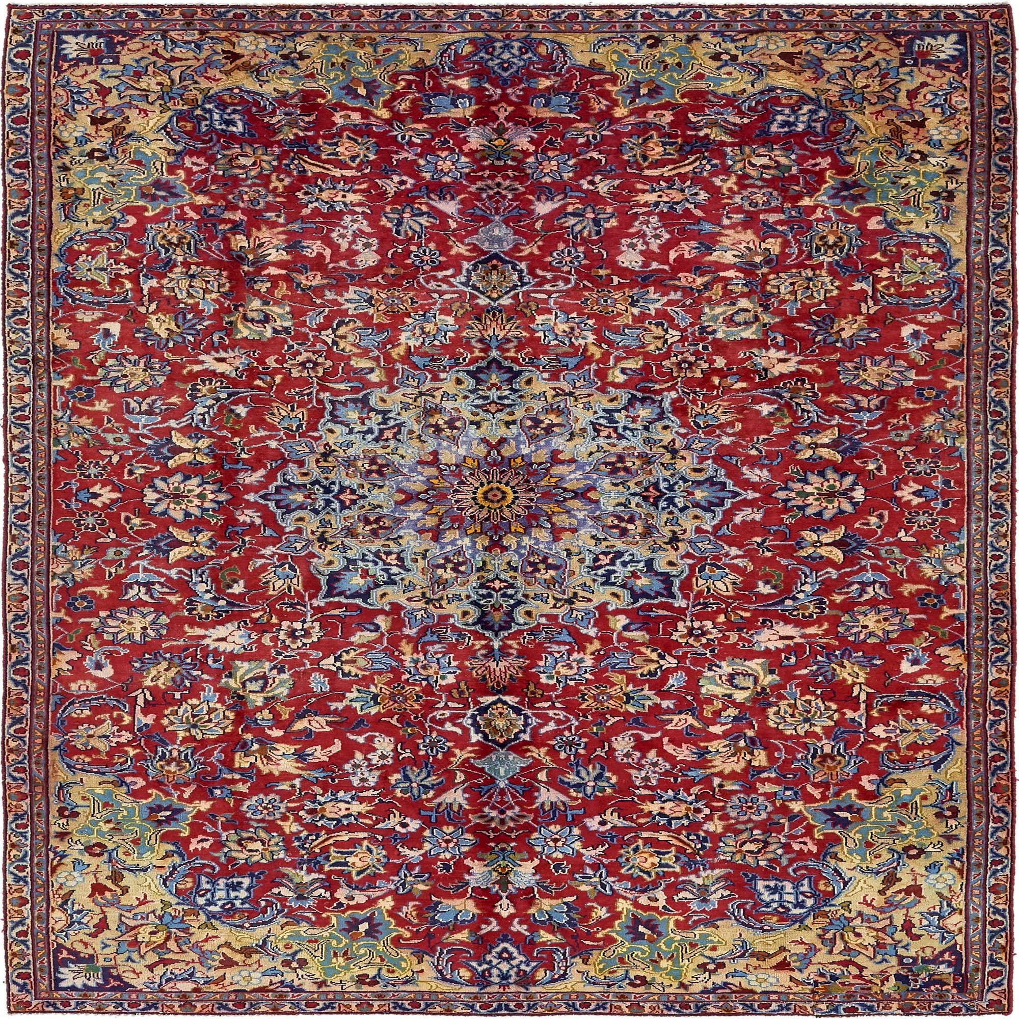 Red 7' x 11' Hand Knotted Isfahan Persian Wool Rug | eSaleRugs