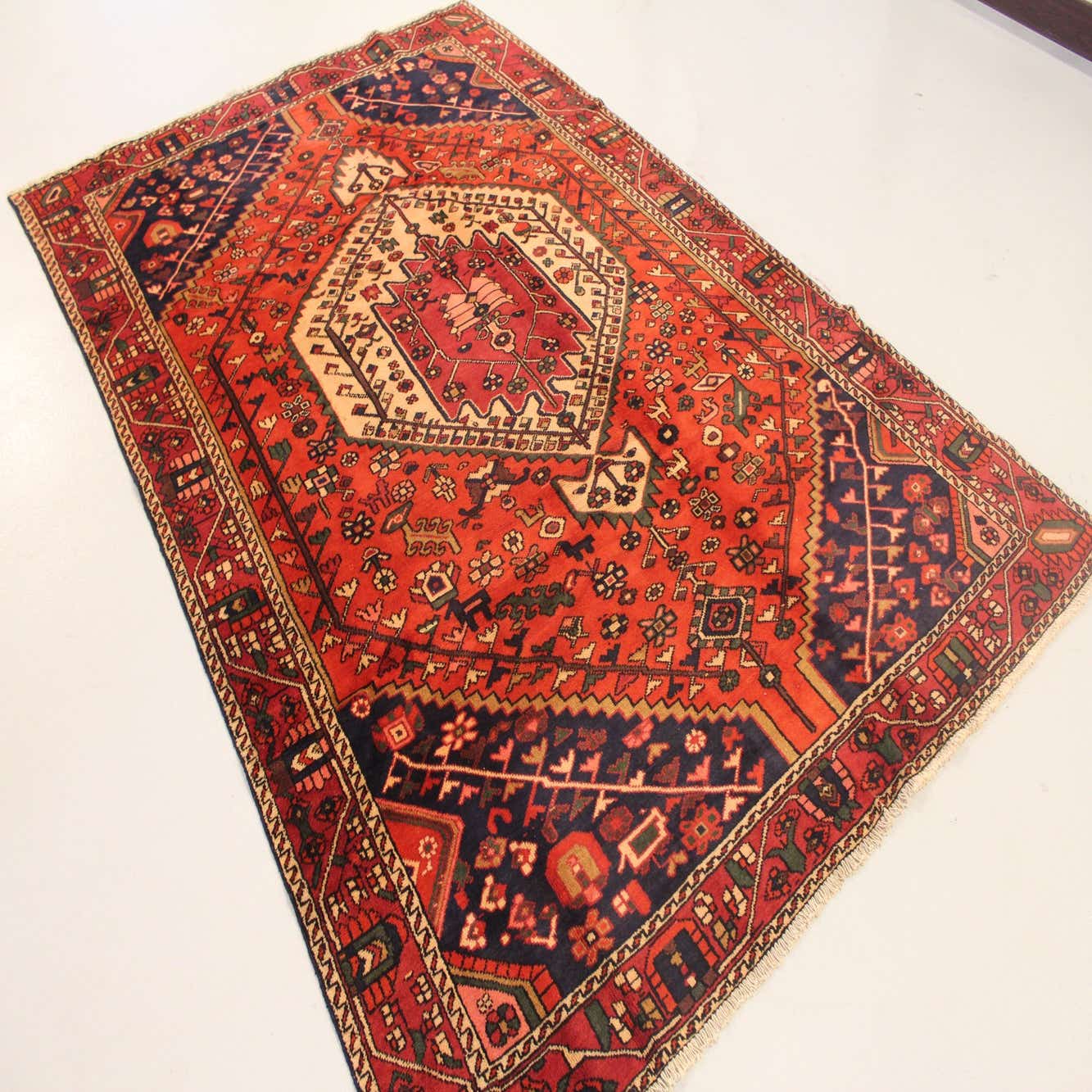 Red 6' 6 x 9' 7 Hand Knotted Zanjan Persian Wool Rug | eSaleRugs