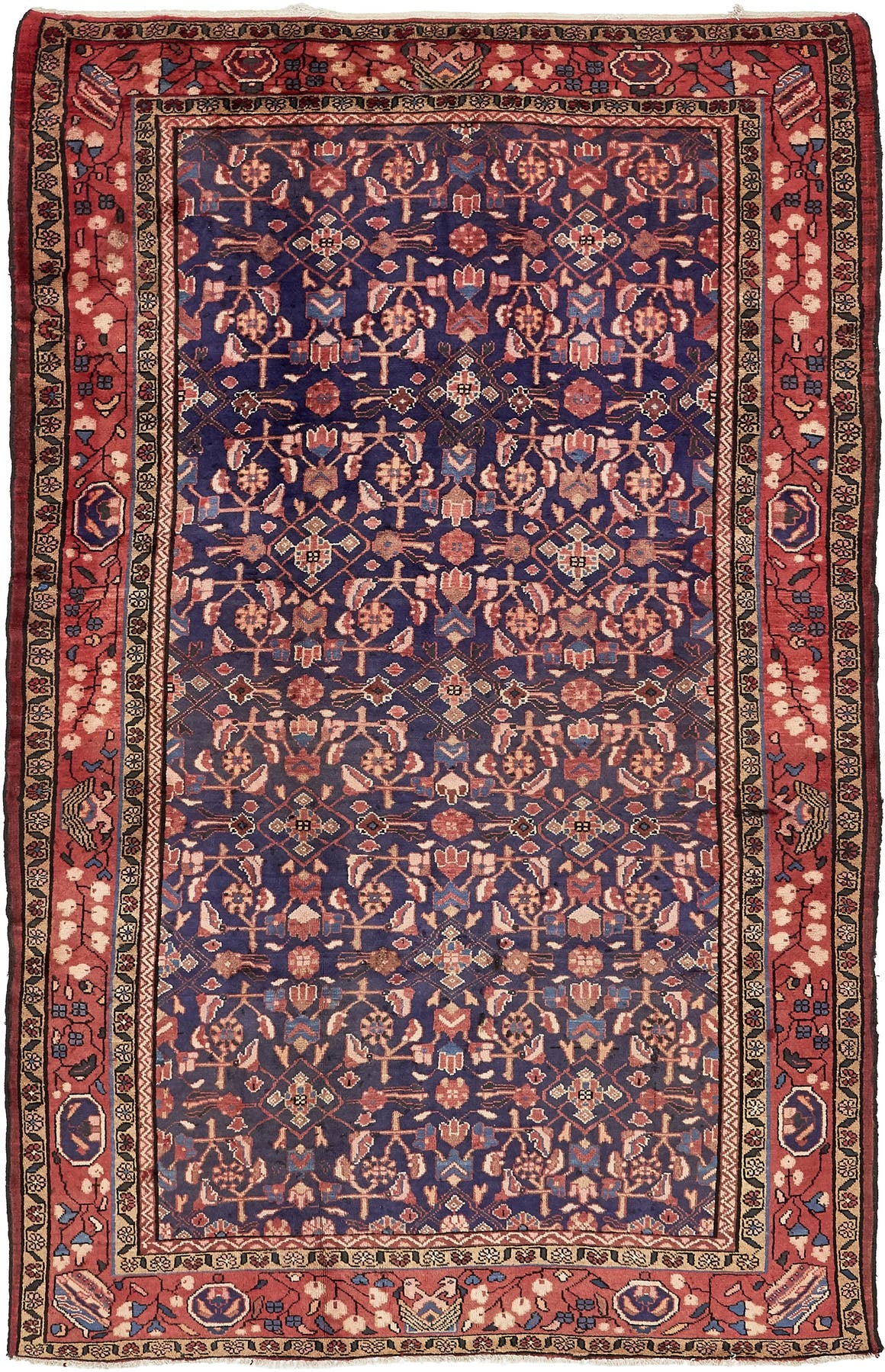 Navy Blue 6' 5 x 10' Hand Knotted Nanaj Persian Wool Rug | eSaleRugs