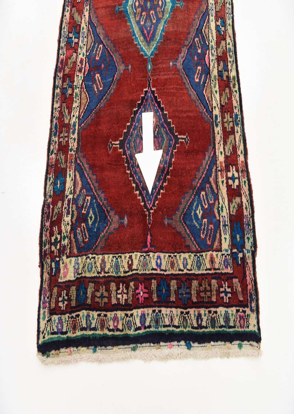 Red 3' 8 x 8' 3 Hand Knotted Chenar Persian Wool Runner Rug | eSaleRugs