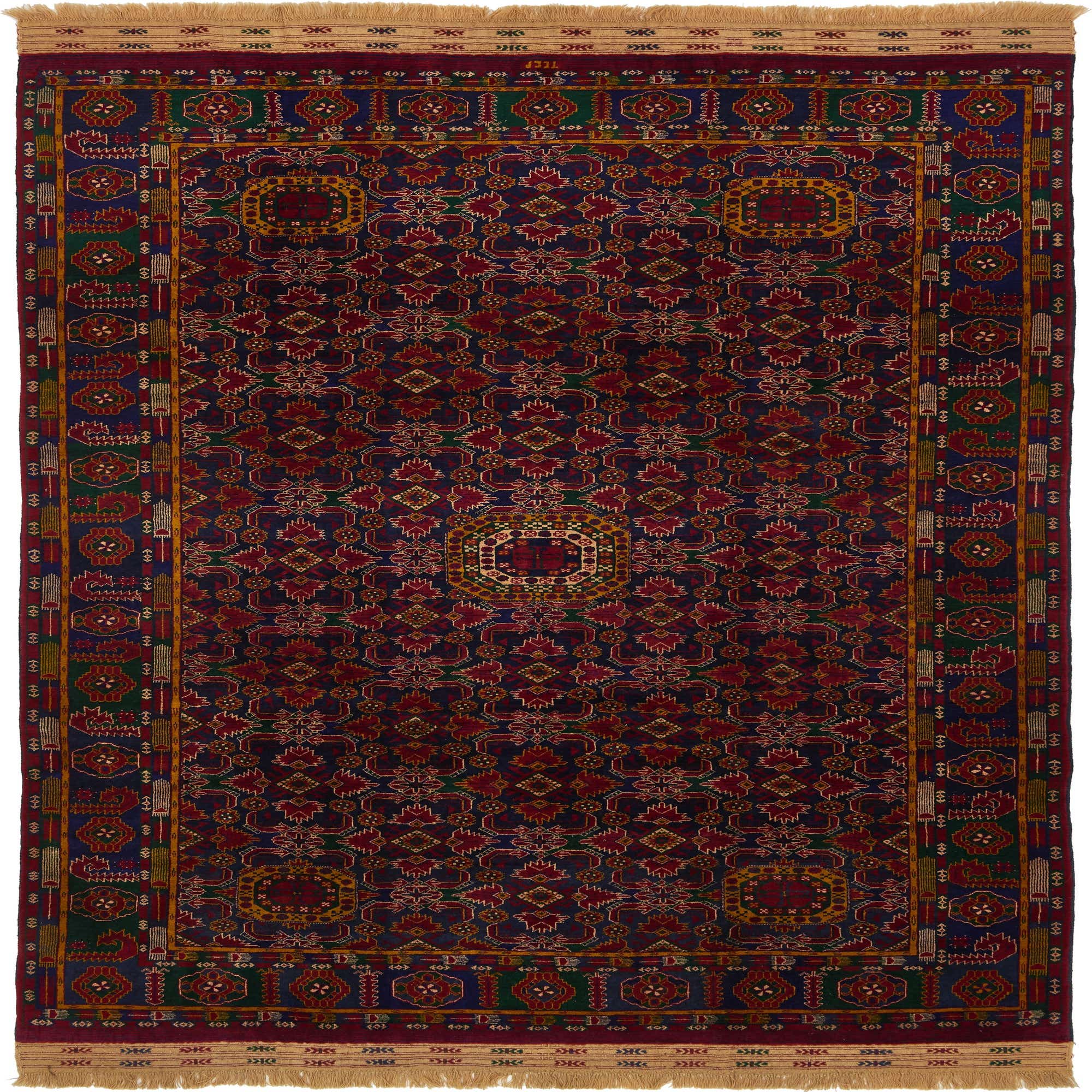 Navy Blue 7' 2 x 11' 2 Hand Knotted Bokhara Oriental Wool Rug | eSaleRugs