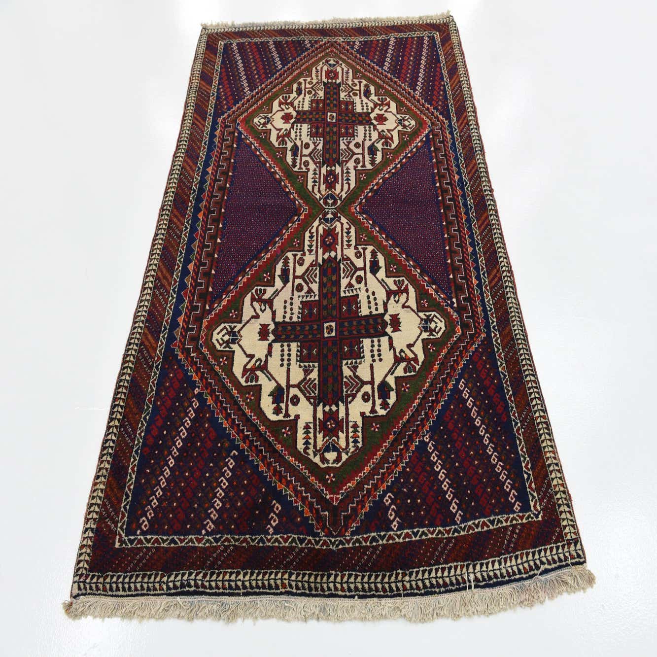 Navy Blue 4' 2 x 6' Hand Knotted Balouch Persian Wool Rug | eSaleRugs