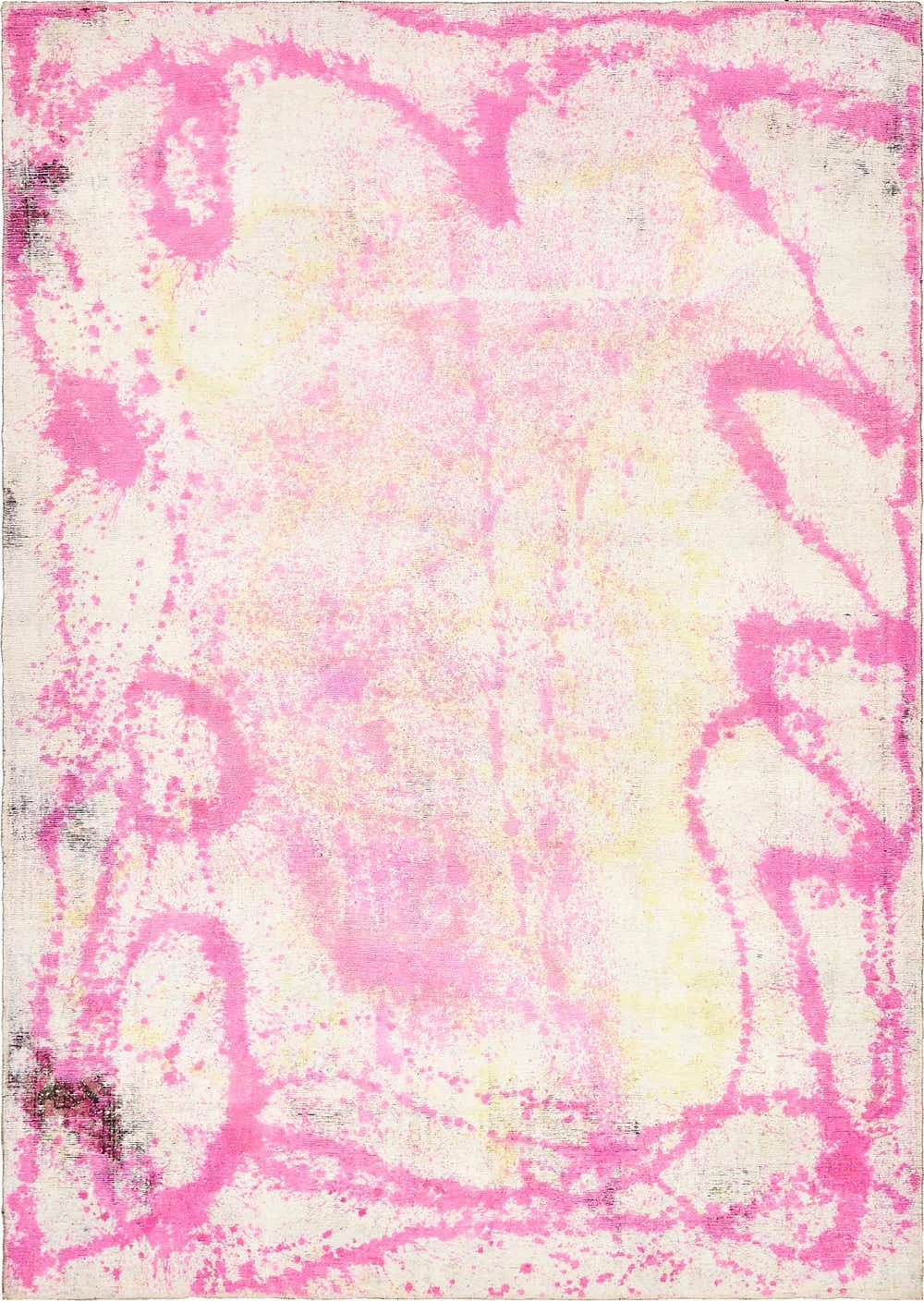 Pink 6' 7 x 9' 2 Hand Knotted Ultra Vintage Persian Wool Rug | eSaleRugs