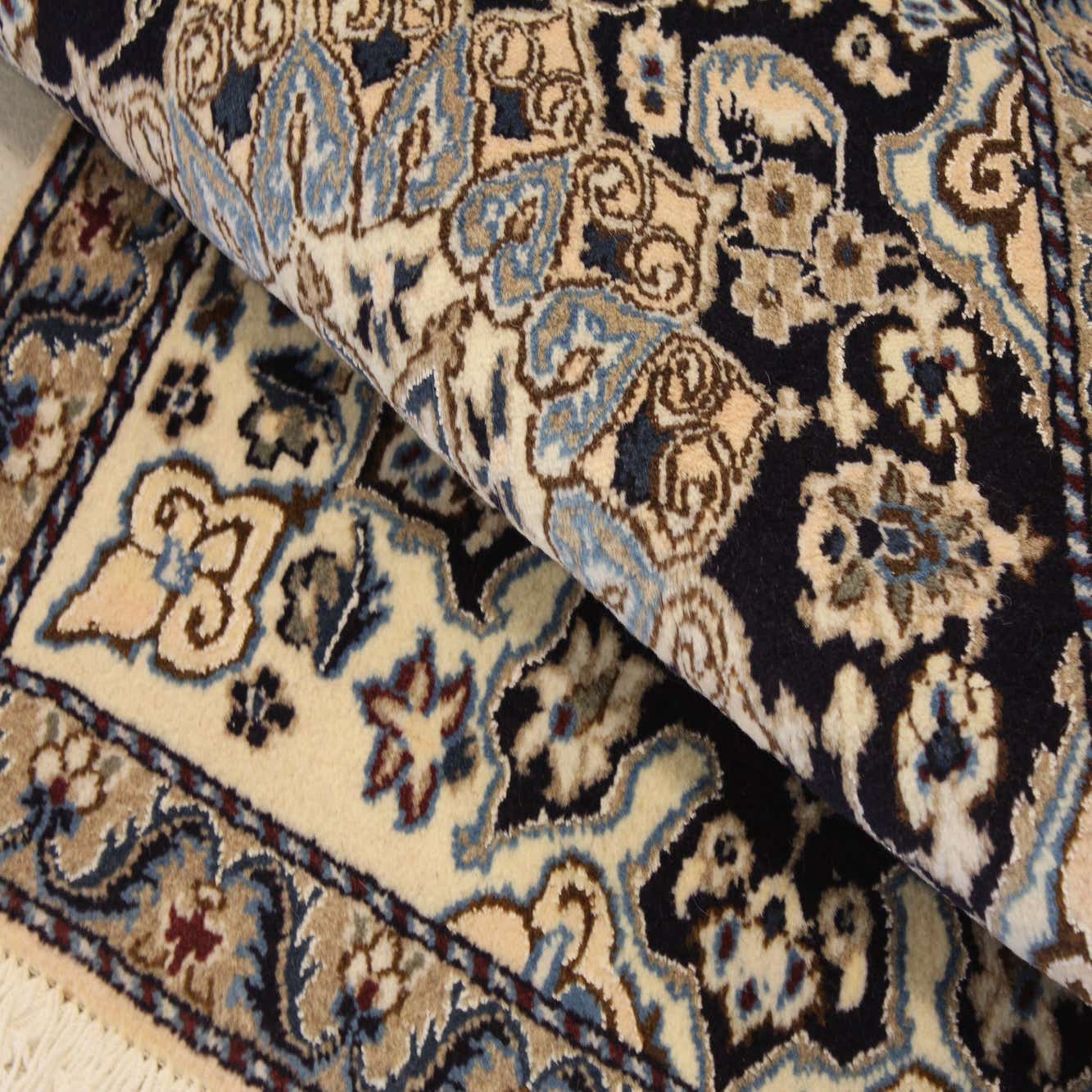 Navy Blue 2' 10 x 4' 7 Hand Knotted Nain Persian Rug | eSaleRugs