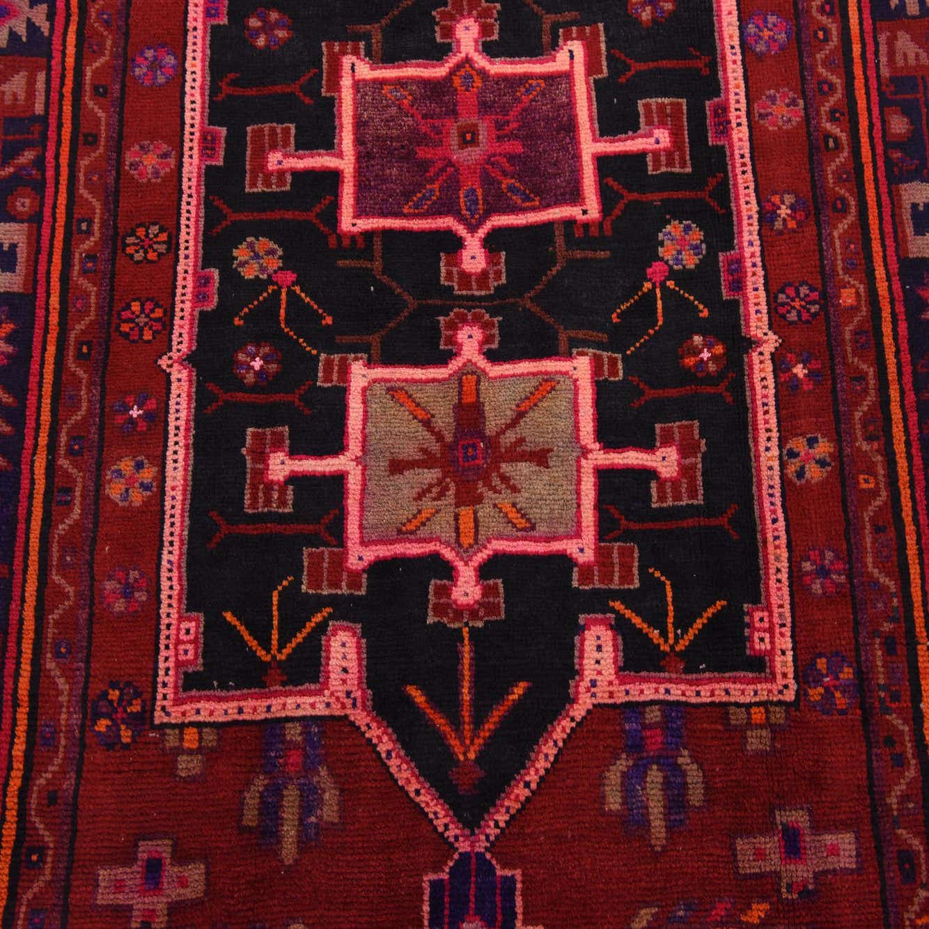 Red 5' x 9' 10 Hand Knotted Hamedan Persian Wool Runner Rug | eSaleRugs