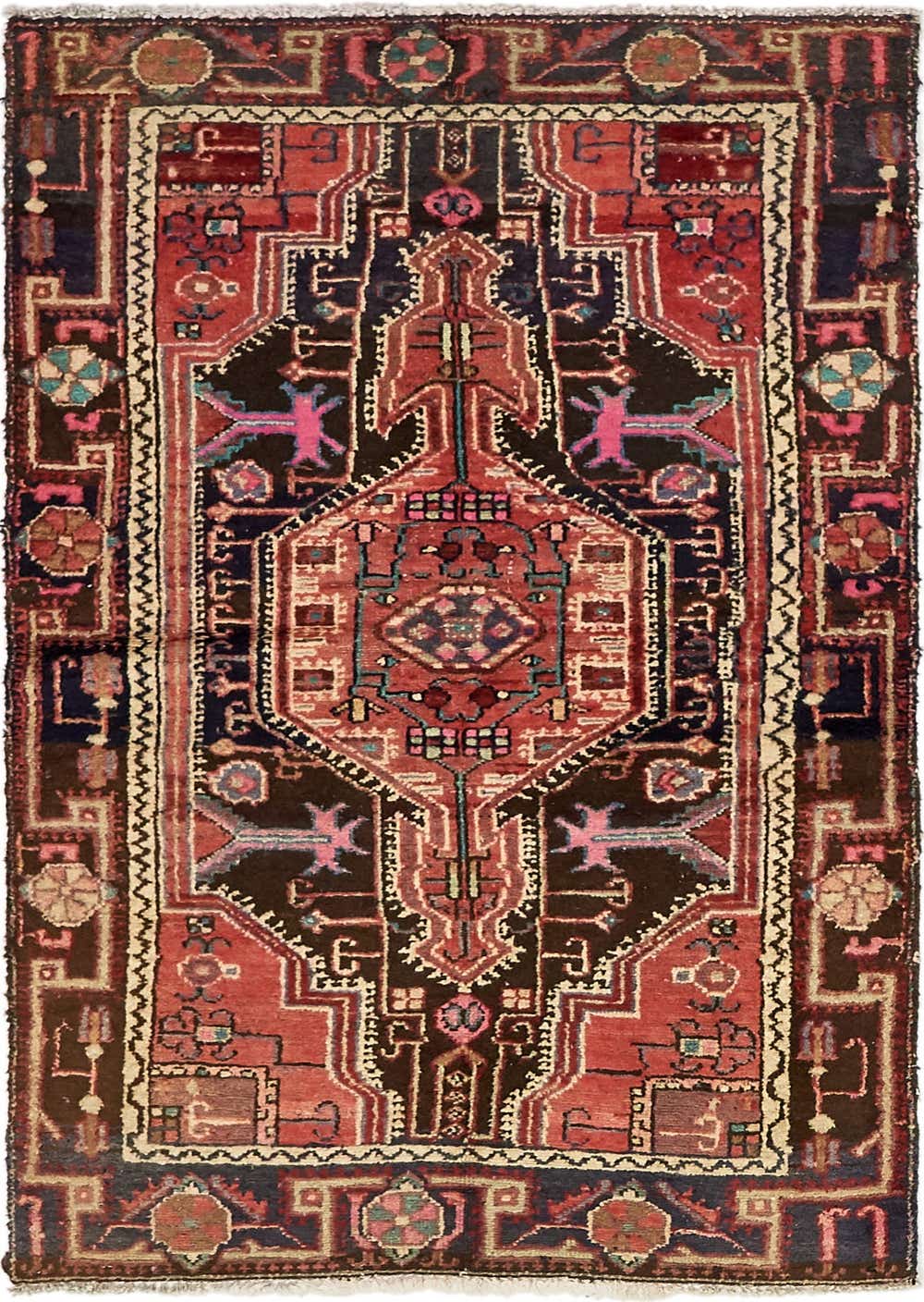 Navy Blue 3' 4 x 5' 8 Hand Knotted Tuiserkan Persian Wool Rug | eSaleRugs