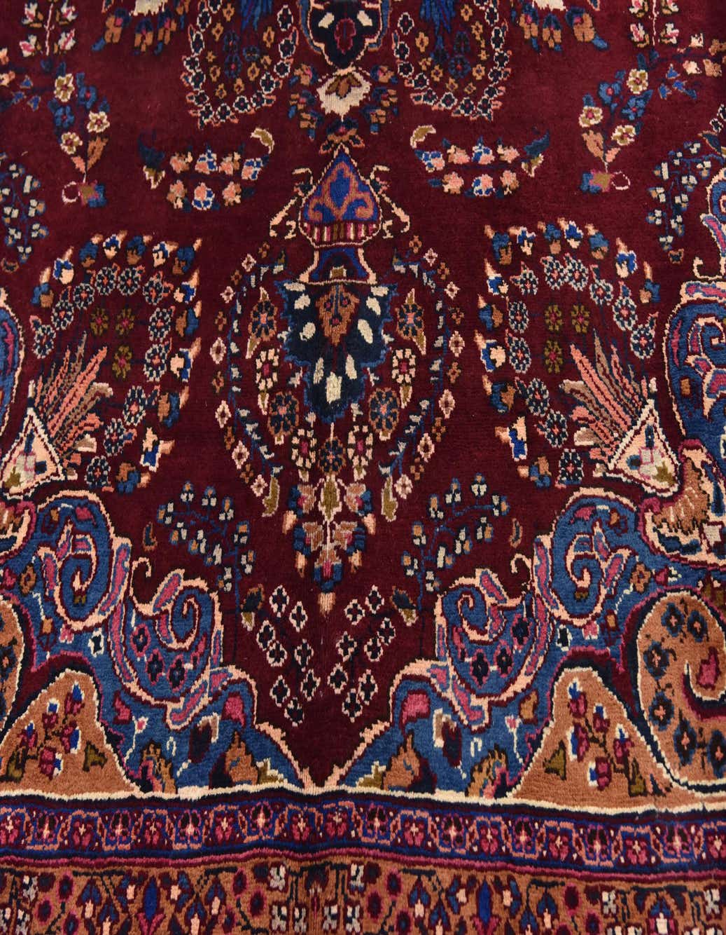 Red 8' 2 x 11' Hand Knotted Mashad Persian Wool Rug | HandKnotted.com