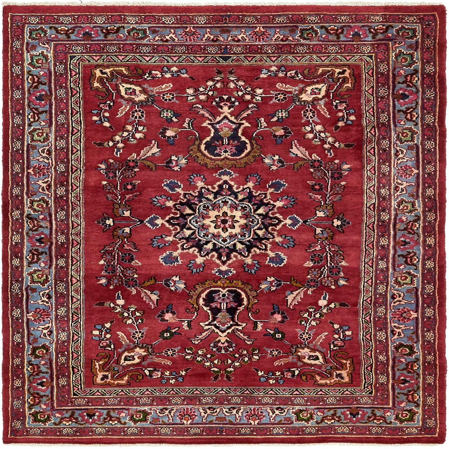 Red 4' x 6' 7 Hand Knotted Mashad Persian Wool Rug | eSaleRugs