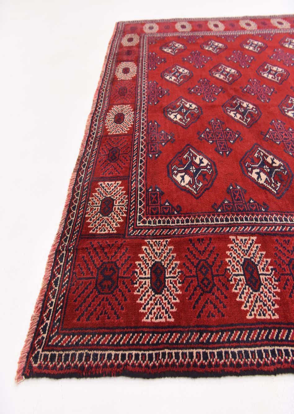 Red 6' 6 x 9' 2 Hand Knotted Torkaman Persian Wool Rug | eSaleRugs