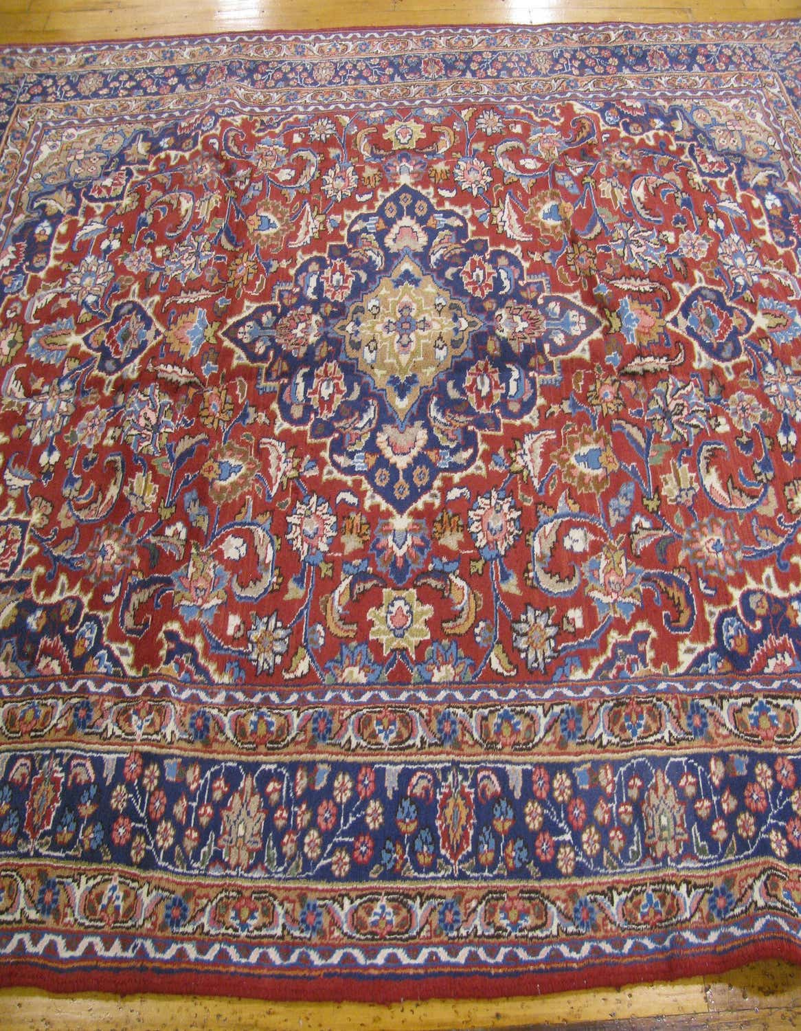 Red 6' 8 x 9' 9 Hand Knotted Mashad Persian Wool Rug | eSaleRugs