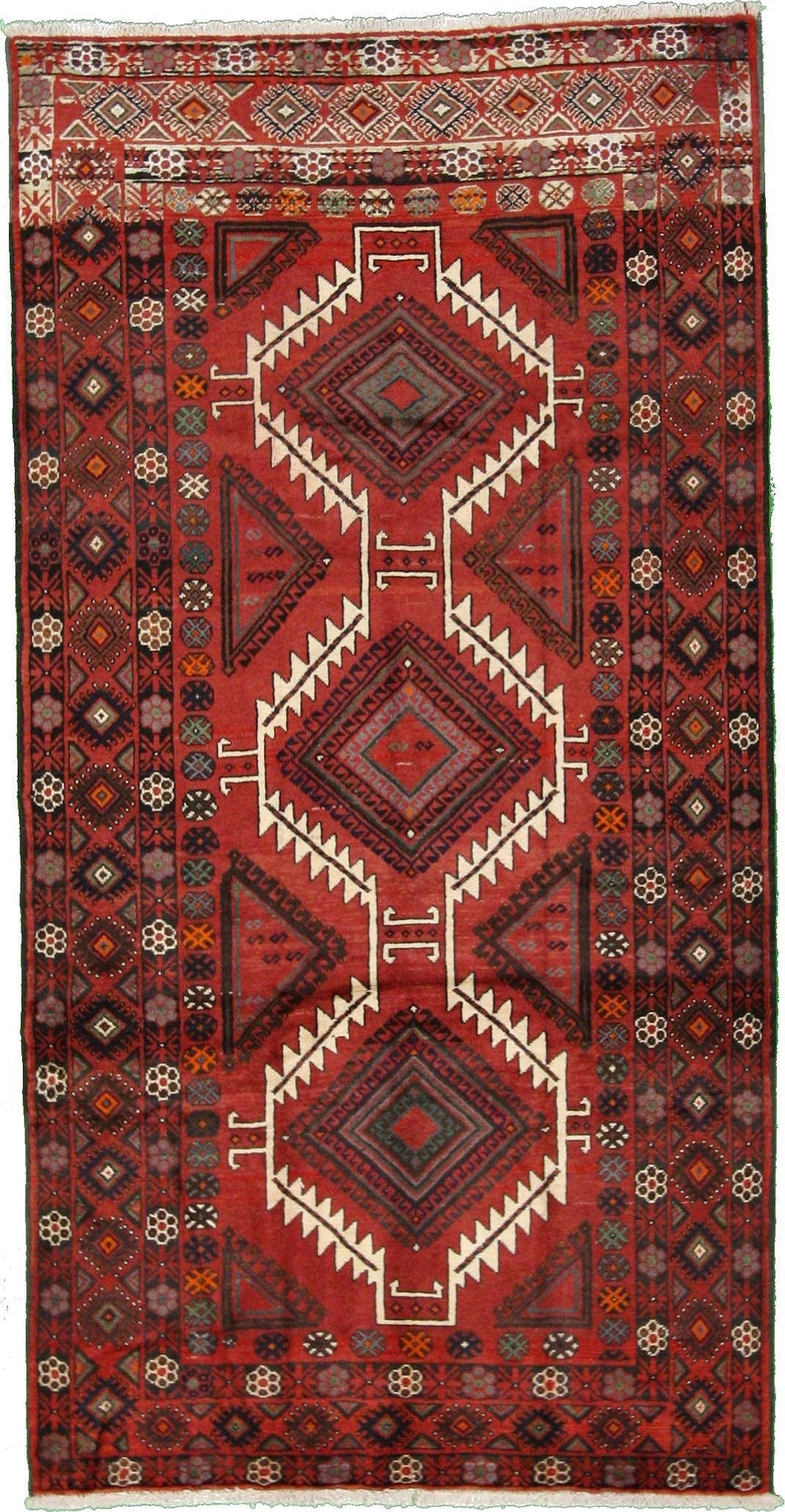 Red 5' 2 x 9' 11 Hand Knotted Shiraz Persian Wool Rug | eSaleRugs