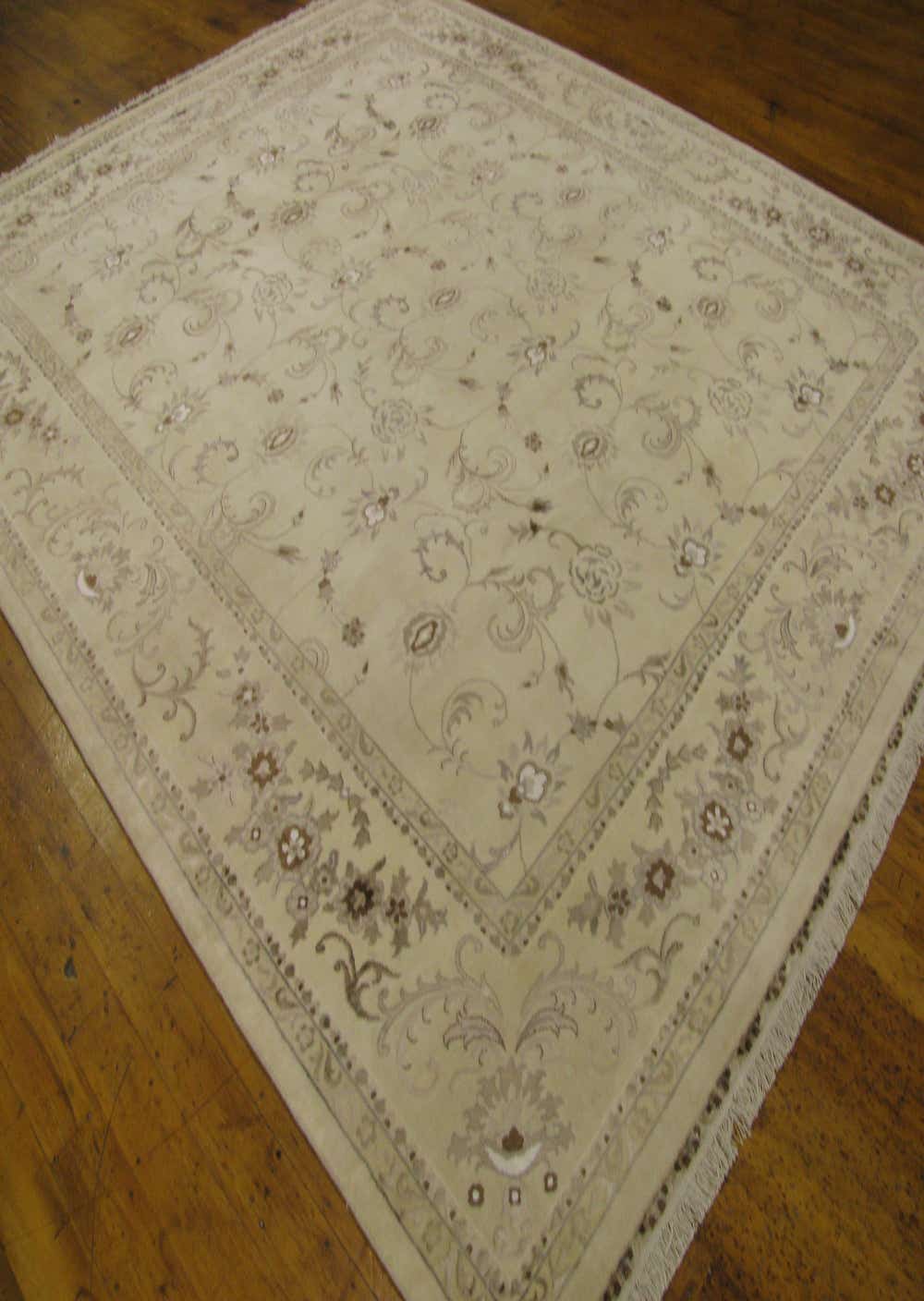 Ivory 8' 3 x 10' Hand Knotted Royal Tabriz Oriental Rug | eSaleRugs