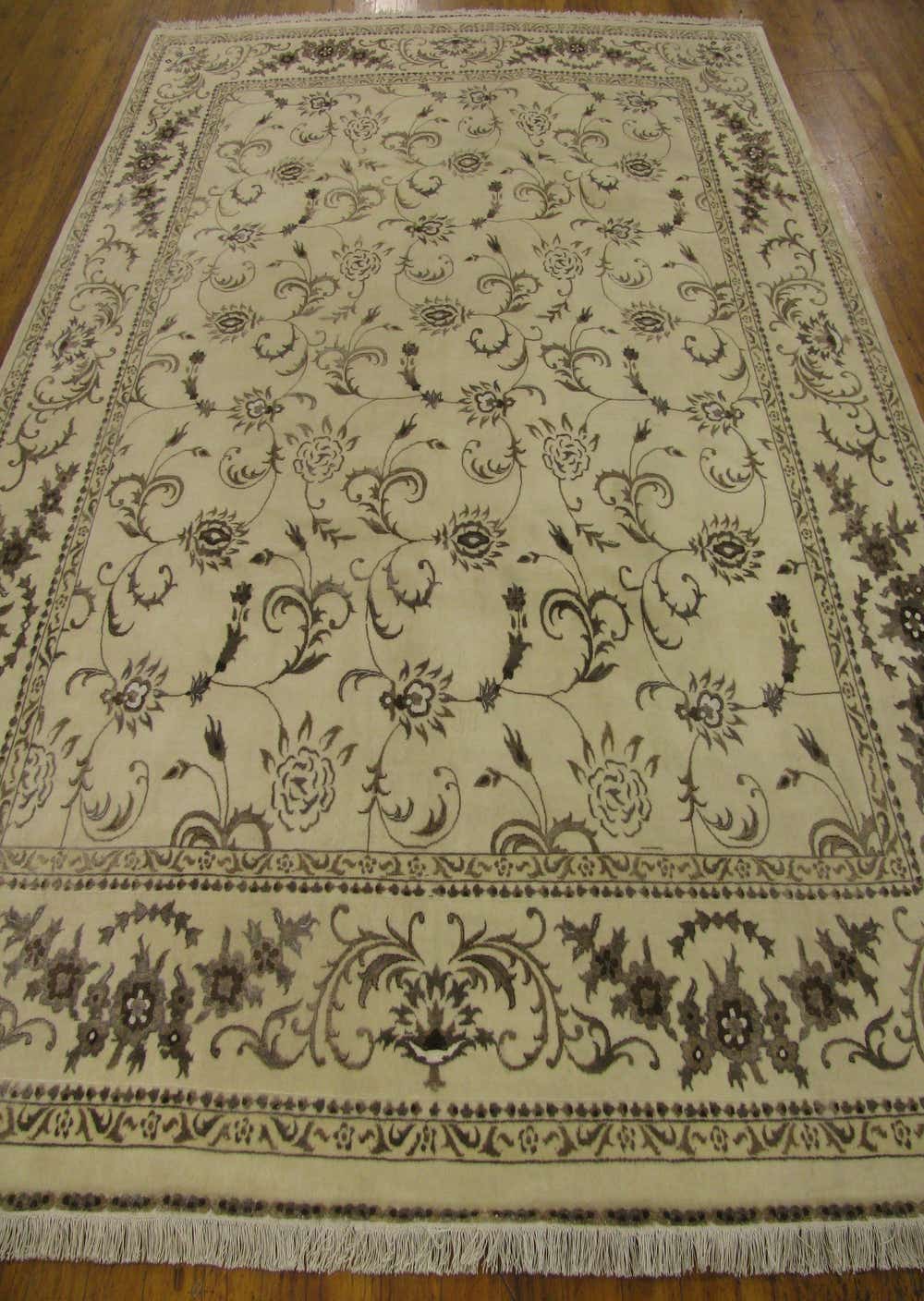 Ivory 8' 3 x 10' Hand Knotted Royal Tabriz Oriental Rug | eSaleRugs