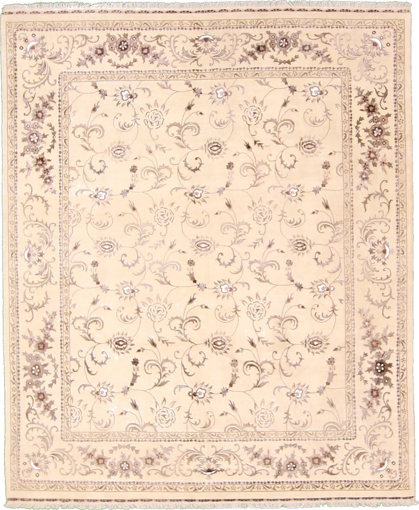 Ivory 8' 3 x 10' Hand Knotted Royal Tabriz Oriental Rug | eSaleRugs
