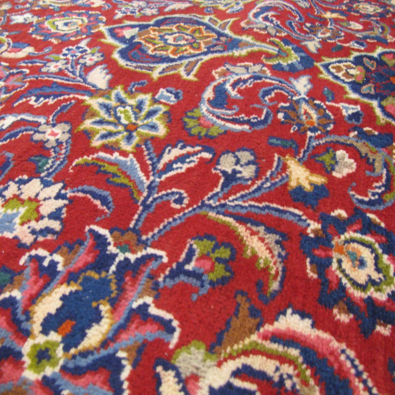 Red 9' 7 x 12' 7 Hand Knotted Mashad Persian Wool Rug | eSaleRugs