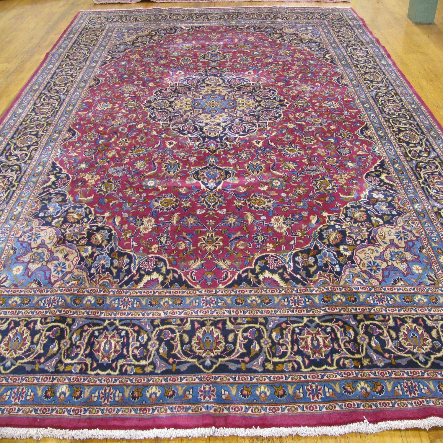 Burgundy 9' 8 x 13' Hand Knotted Mashad Persian Wool Rug | eSaleRugs
