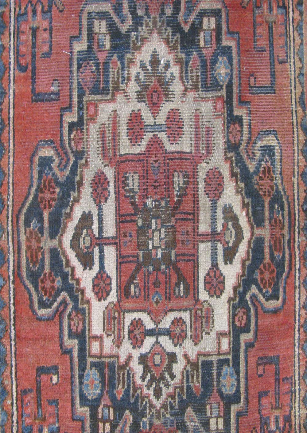 Red 3' 5 x 9' 7 Hand Knotted Hamedan Persian Wool Runner Rug | eSaleRugs