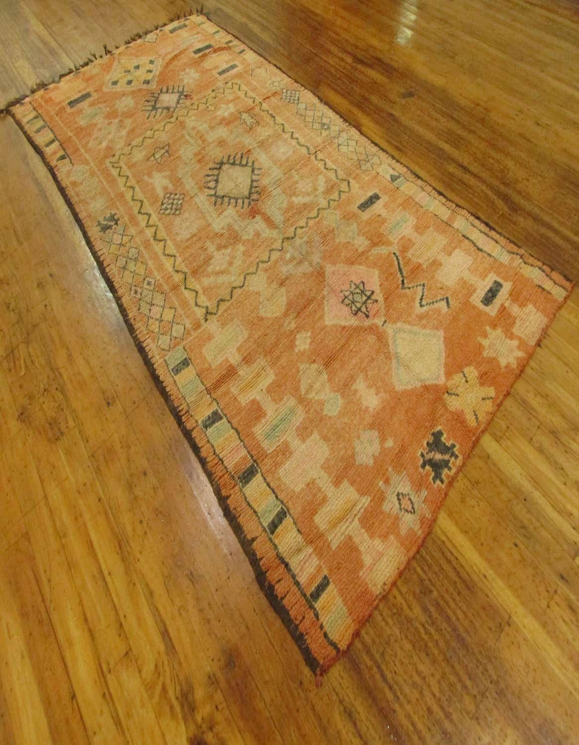 Peach 5' 8 x 11' 3 Hand Knotted Moroccan Wool Runner Rug | eSaleRugs