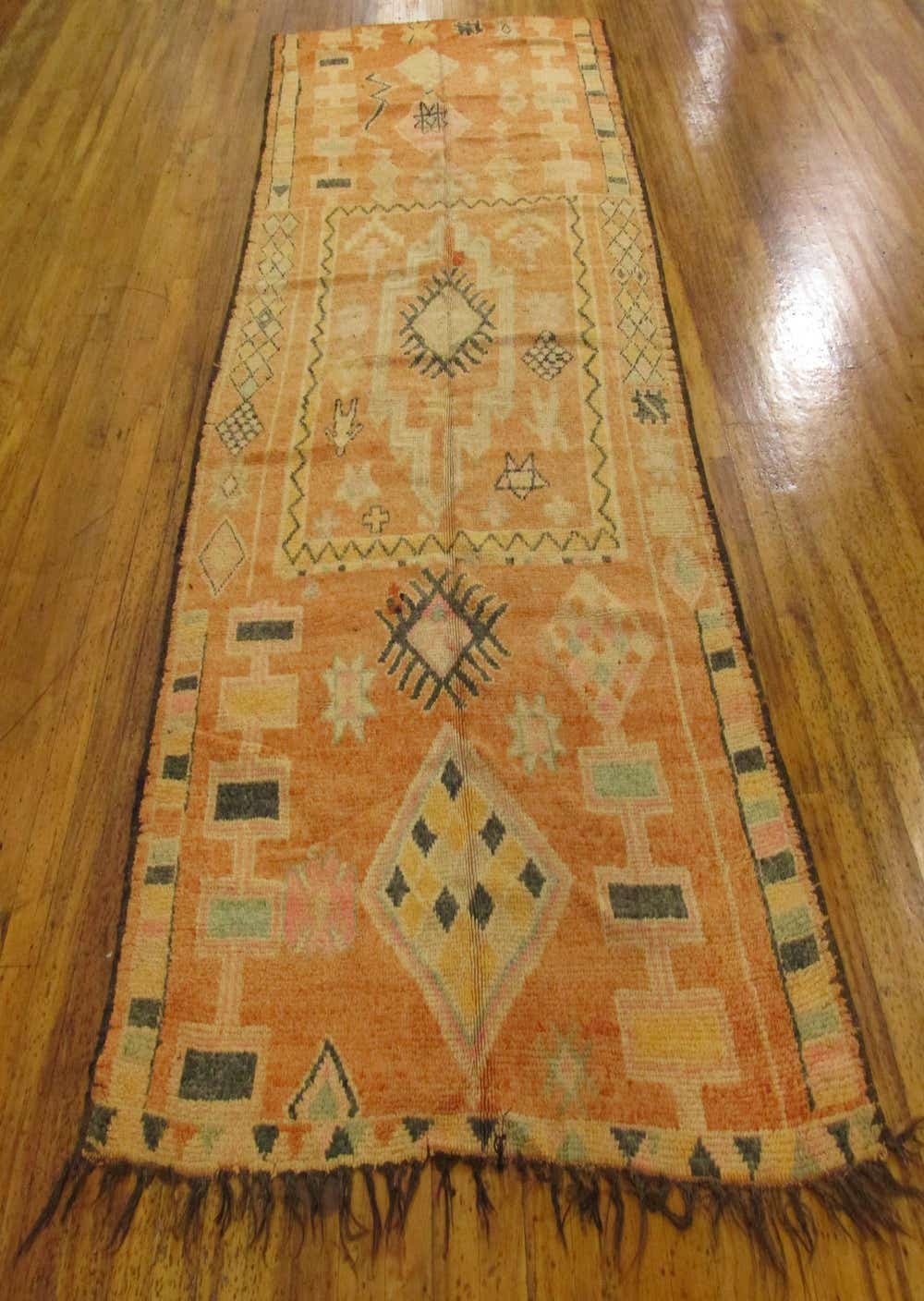 Peach 5' 8 x 11' 3 Hand Knotted Moroccan Wool Runner Rug | eSaleRugs