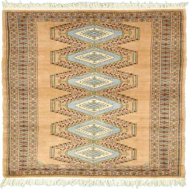 Tan 4' 2 x 7' 1 Hand Knotted Bokhara Oriental Wool Rug | eSaleRugs