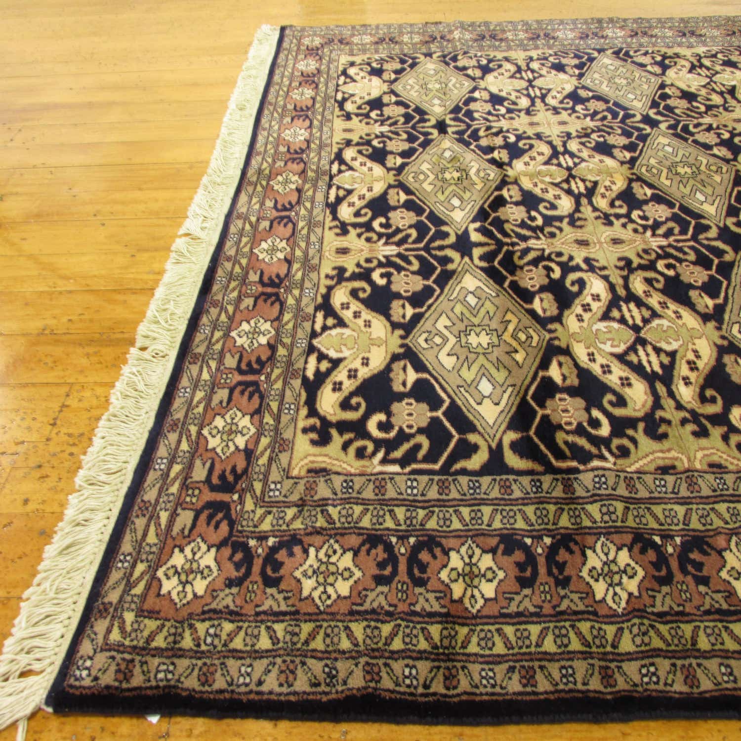 Navy Blue 5' 4 x 8' 5 Hand Knotted Pakistani Oriental Wool Rug | eSaleRugs