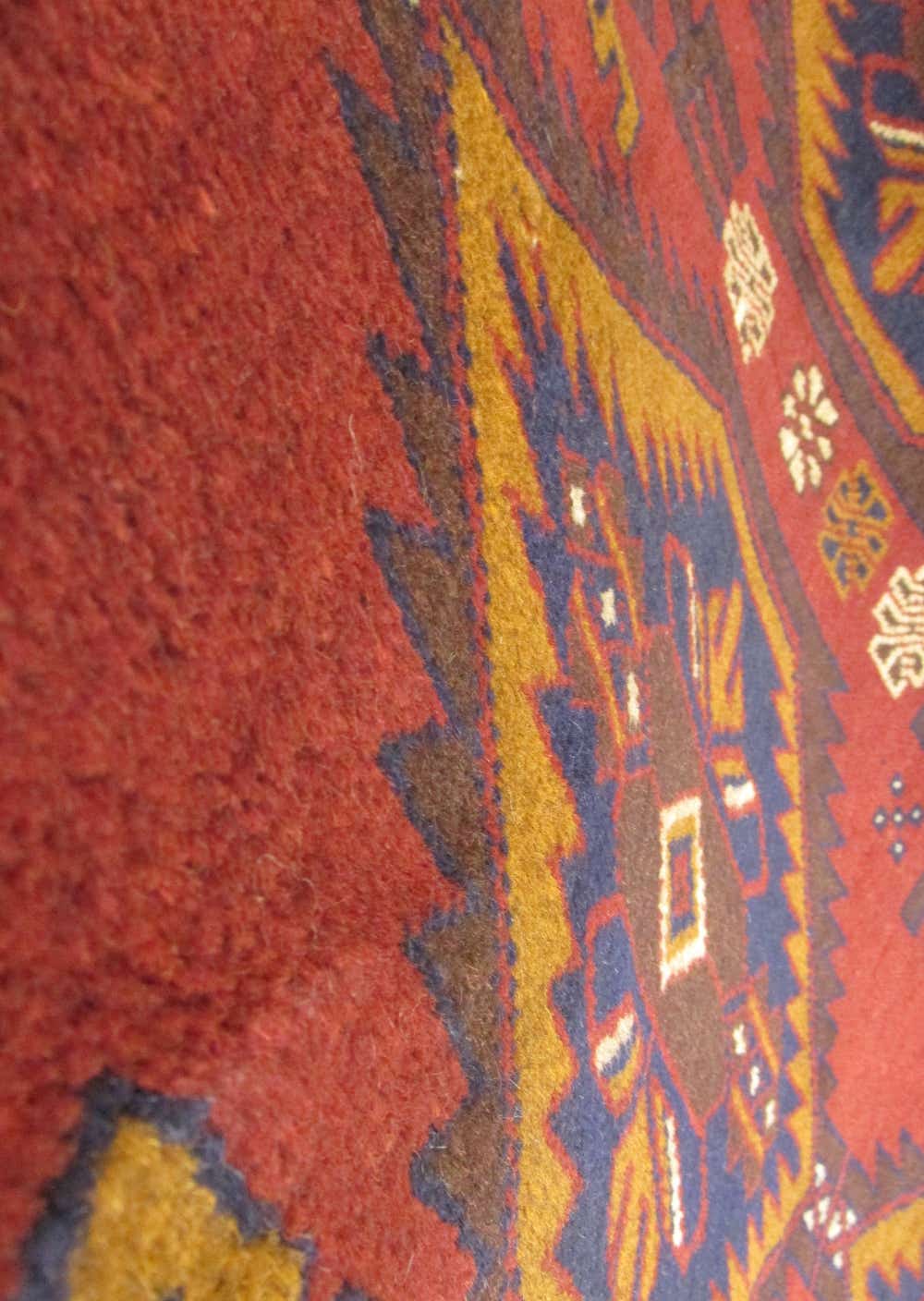 Red 3' 6 x 6' 5 Hand Knotted Balouch Persian Wool Rug | eSaleRugs