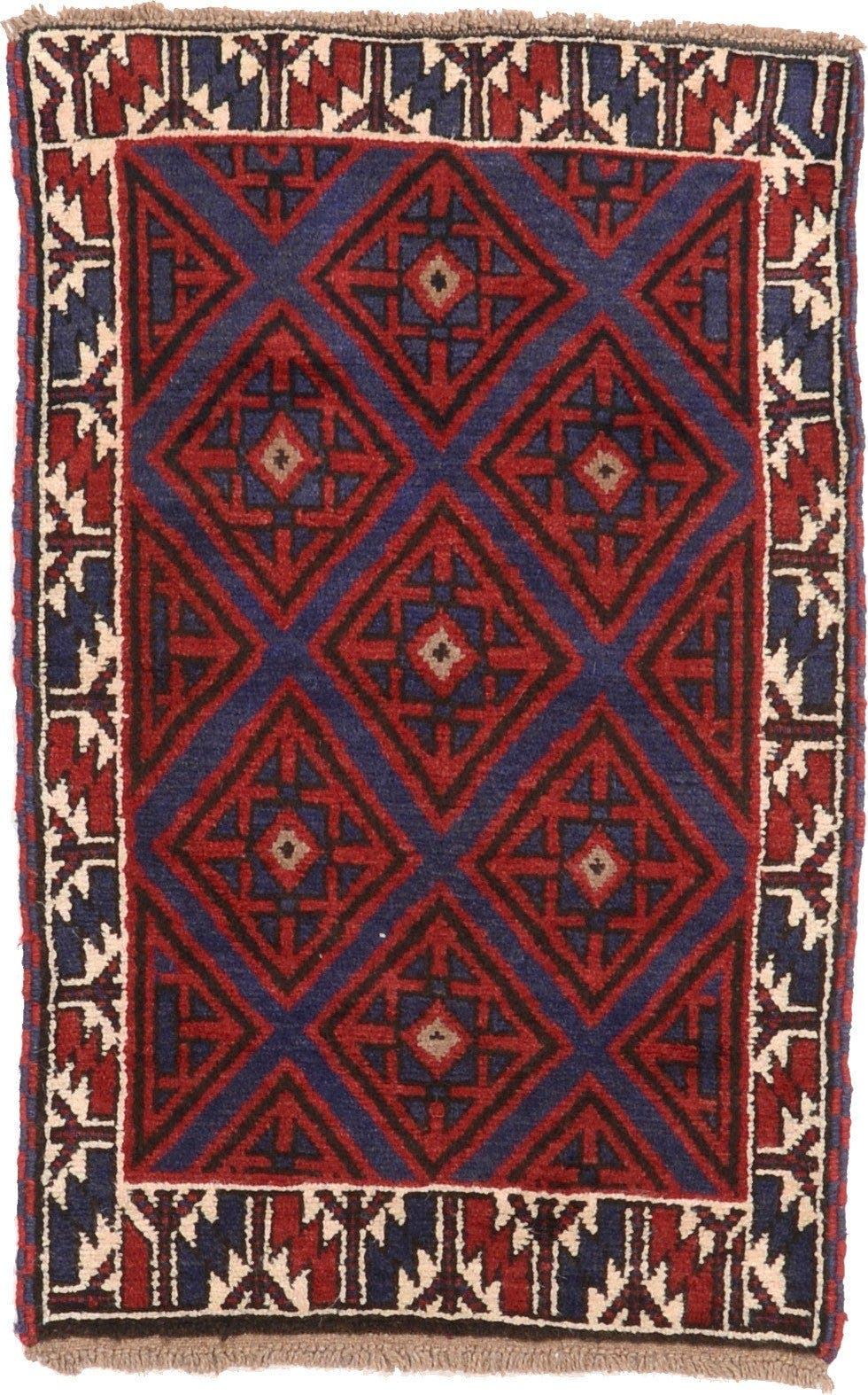 Blue 3' x 4' 6 Hand Knotted Balouch Persian Wool Rug | eSaleRugs