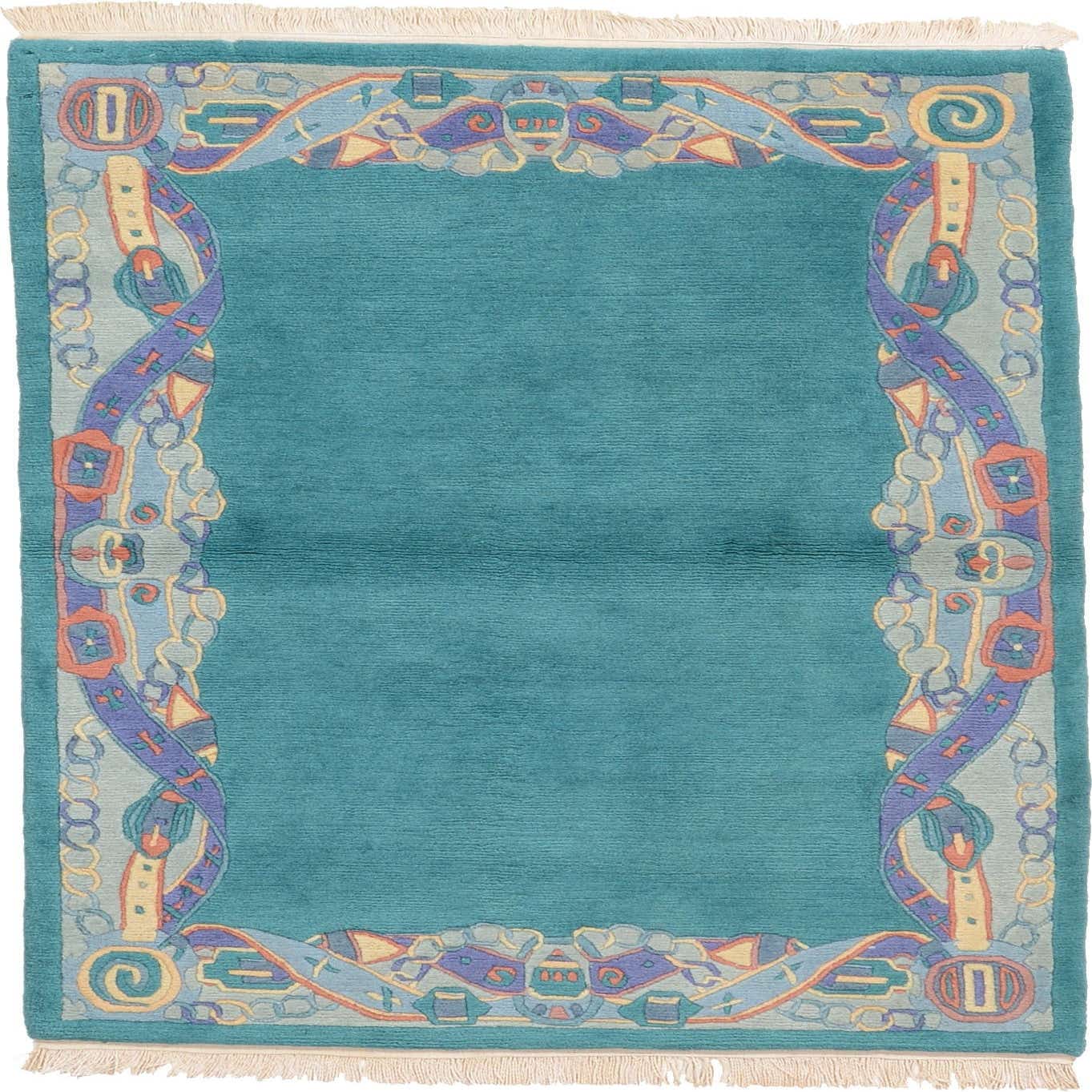 Teal 4' x 6' Hand Knotted Nepal Wool Rug | eSaleRugs