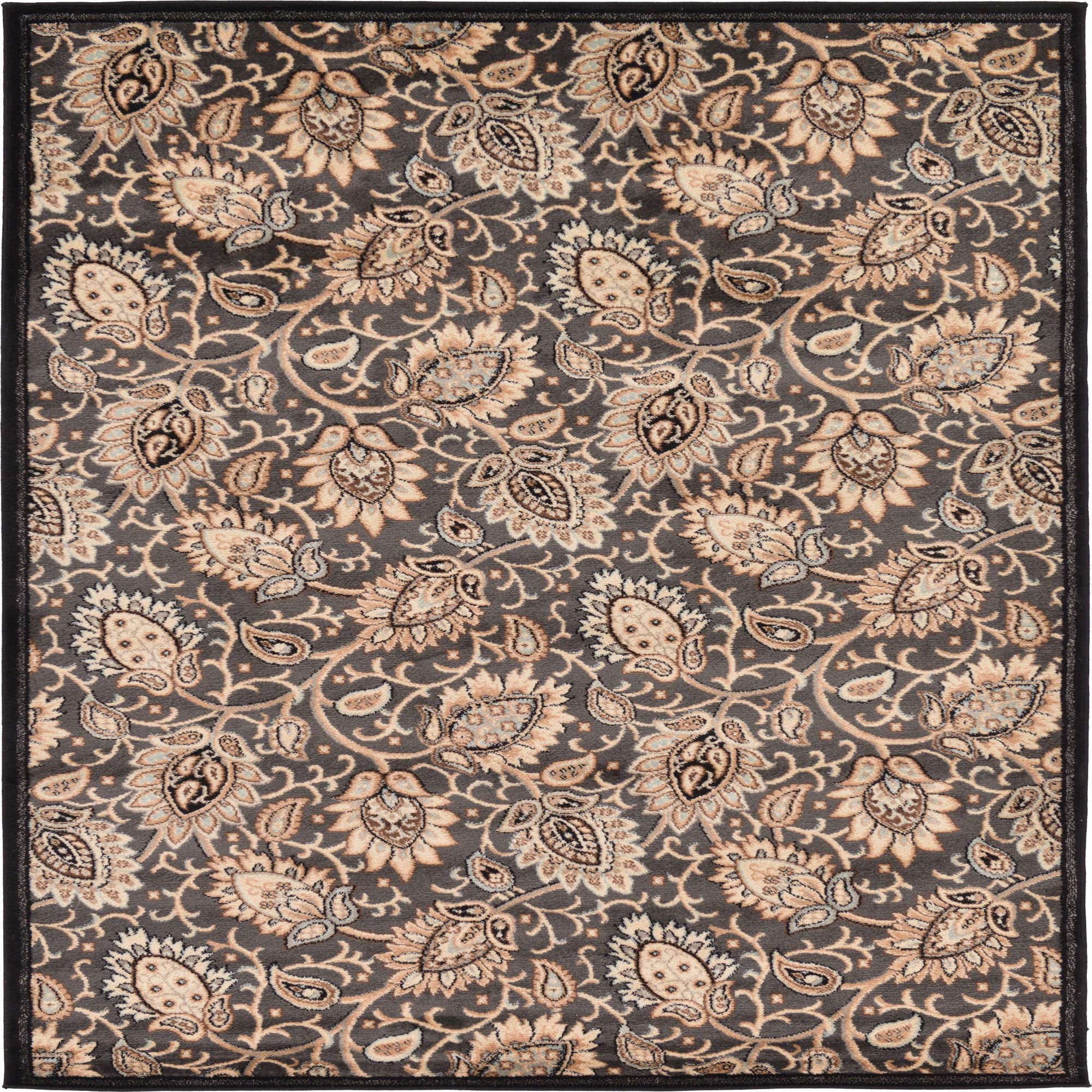 Gray 5' 3 x 7' 7 Damask Rug | eSaleRugs