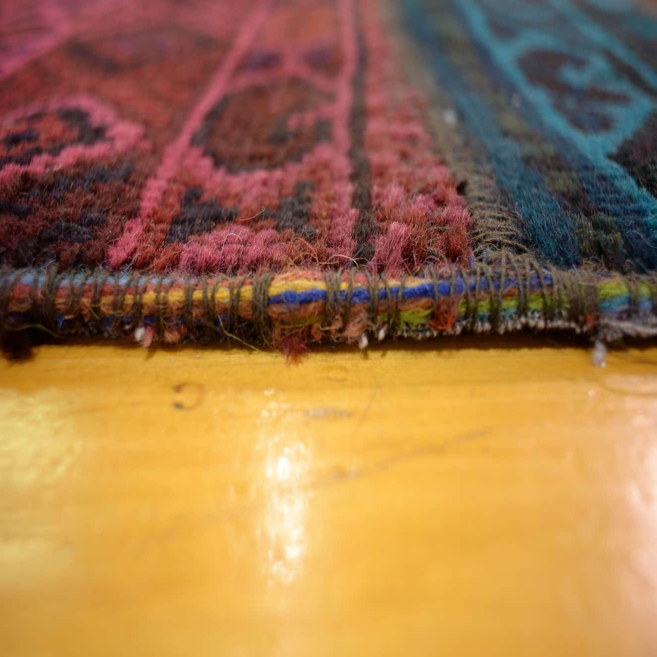 Multicolor 3' 4 x 4' 9 Hand Knotted Patchwork Wool Rug | eSaleRugs