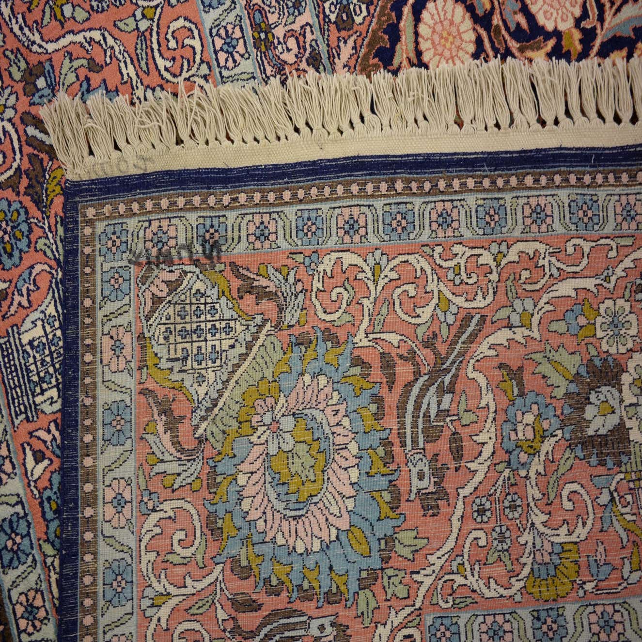 Navy Blue 10' x 13' 5 Hand Knotted Kashmir Oriental Rug | eSaleRugs