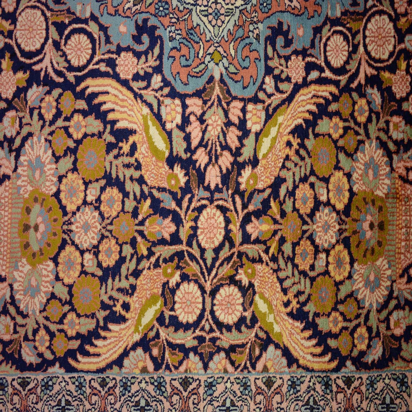 Navy Blue 10' x 13' 5 Hand Knotted Kashmir Oriental Rug | eSaleRugs