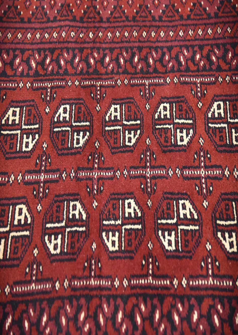 Red 3' 3 x 6' 5 Hand Knotted Afghan Akhche Wool Rug | eSaleRugs