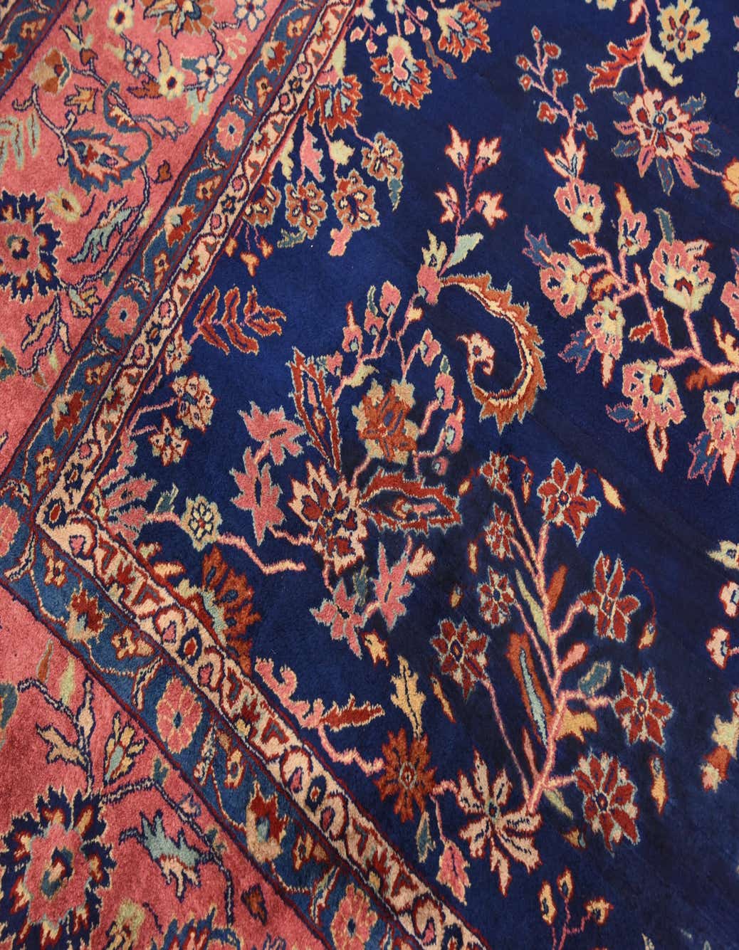 Navy Blue 8' 1 x 9' 11 Hand Knotted Sarough Oriental Wool Rug | eSaleRugs