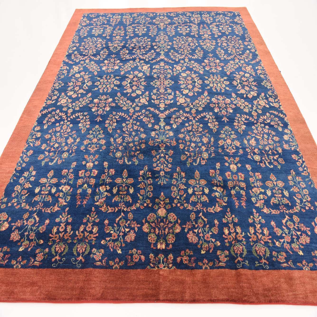 Navy Blue 7' 6 x 9' 1 Hand Knotted Sarough Oriental Wool Rug | eSaleRugs