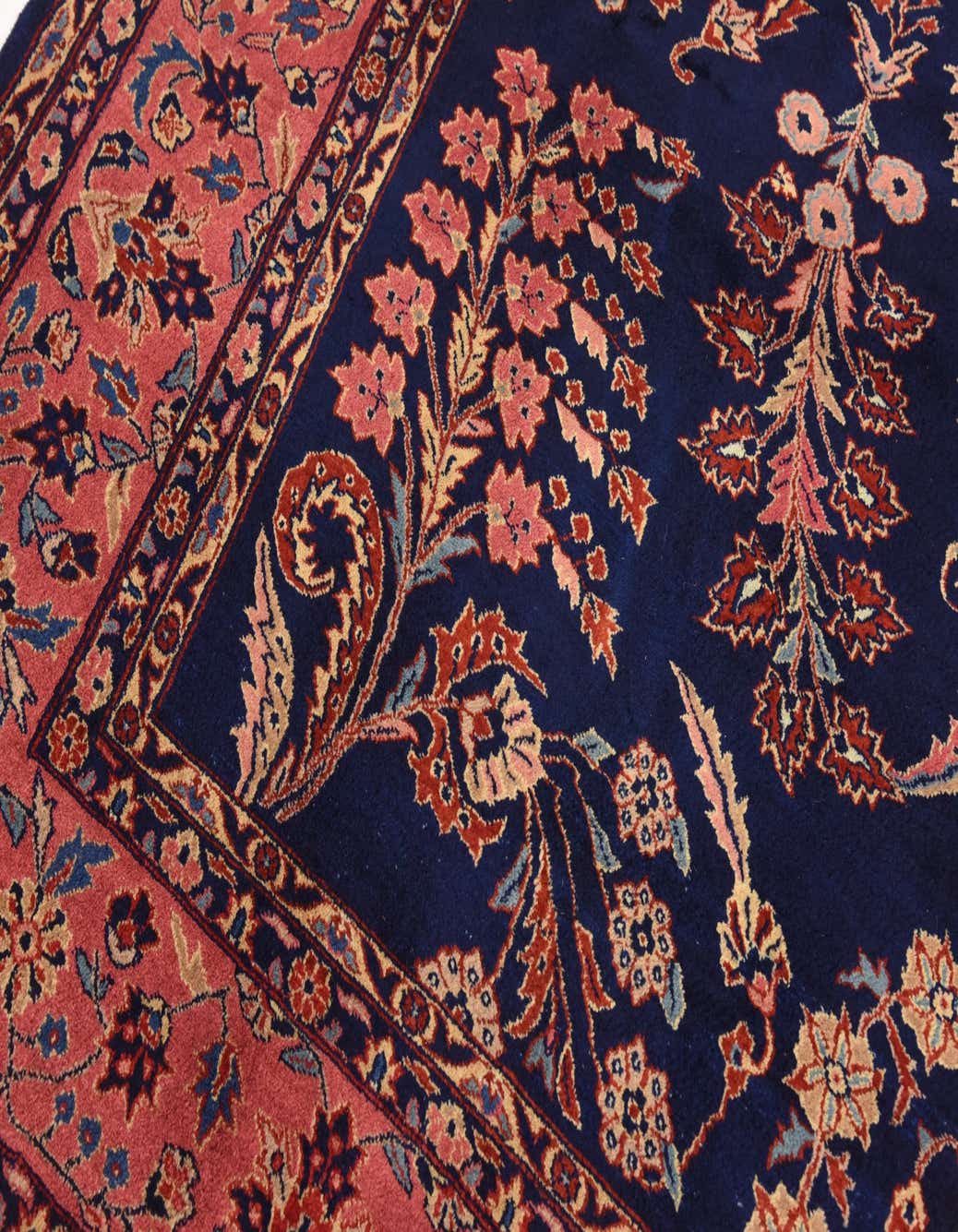 Navy Blue 6' 10 x 9' 3 Hand Knotted Sarough Oriental Wool Rug | eSaleRugs